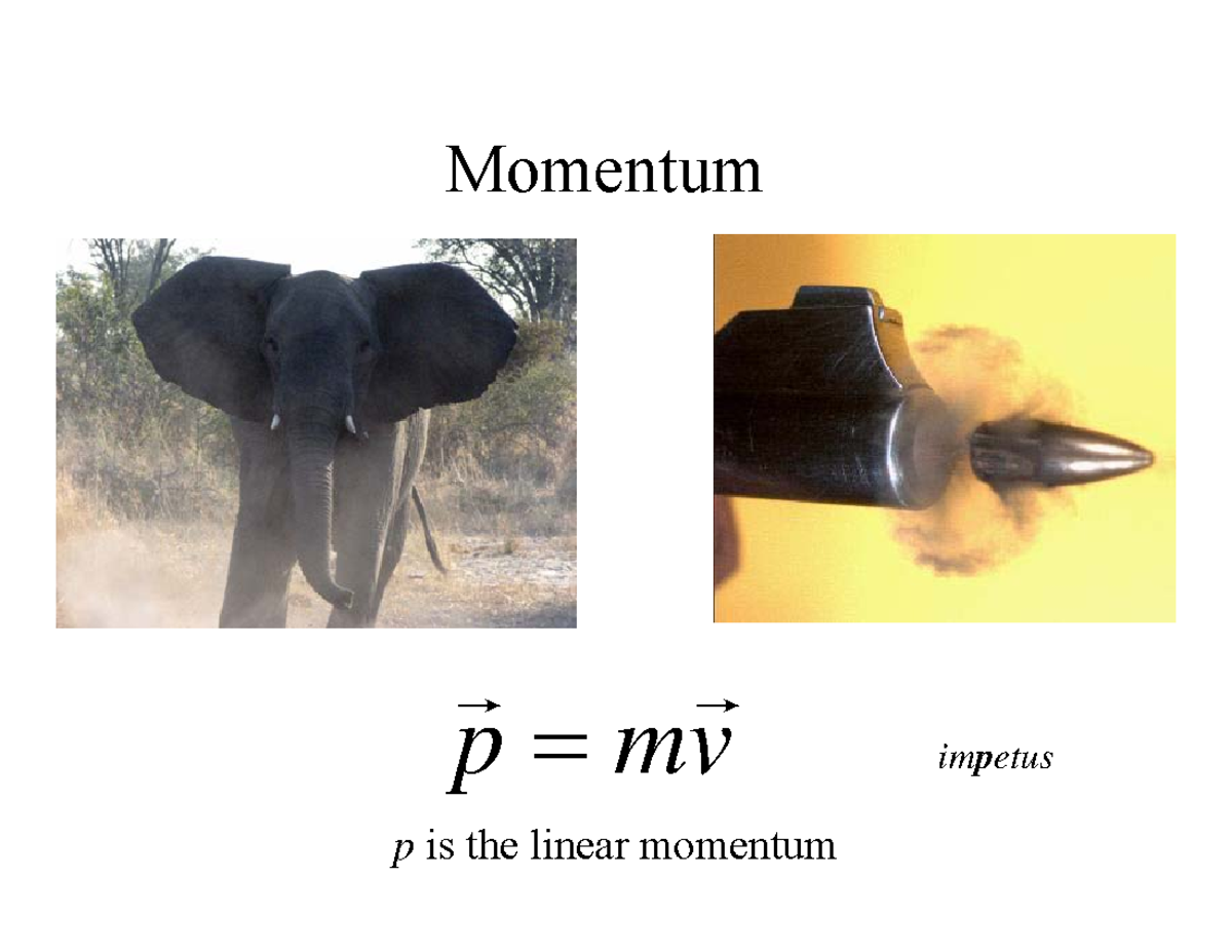 Phys L18 Impulse and momentum - Momentum p m v p is the linear momentum ...