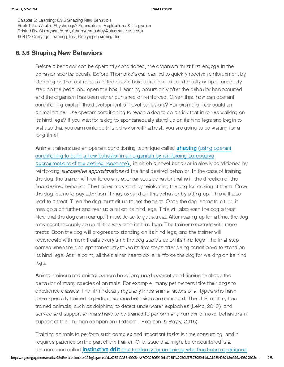 Mind Tap - Cengage Learning - Chapter 6: Learning: 6.3 Shaping New ...