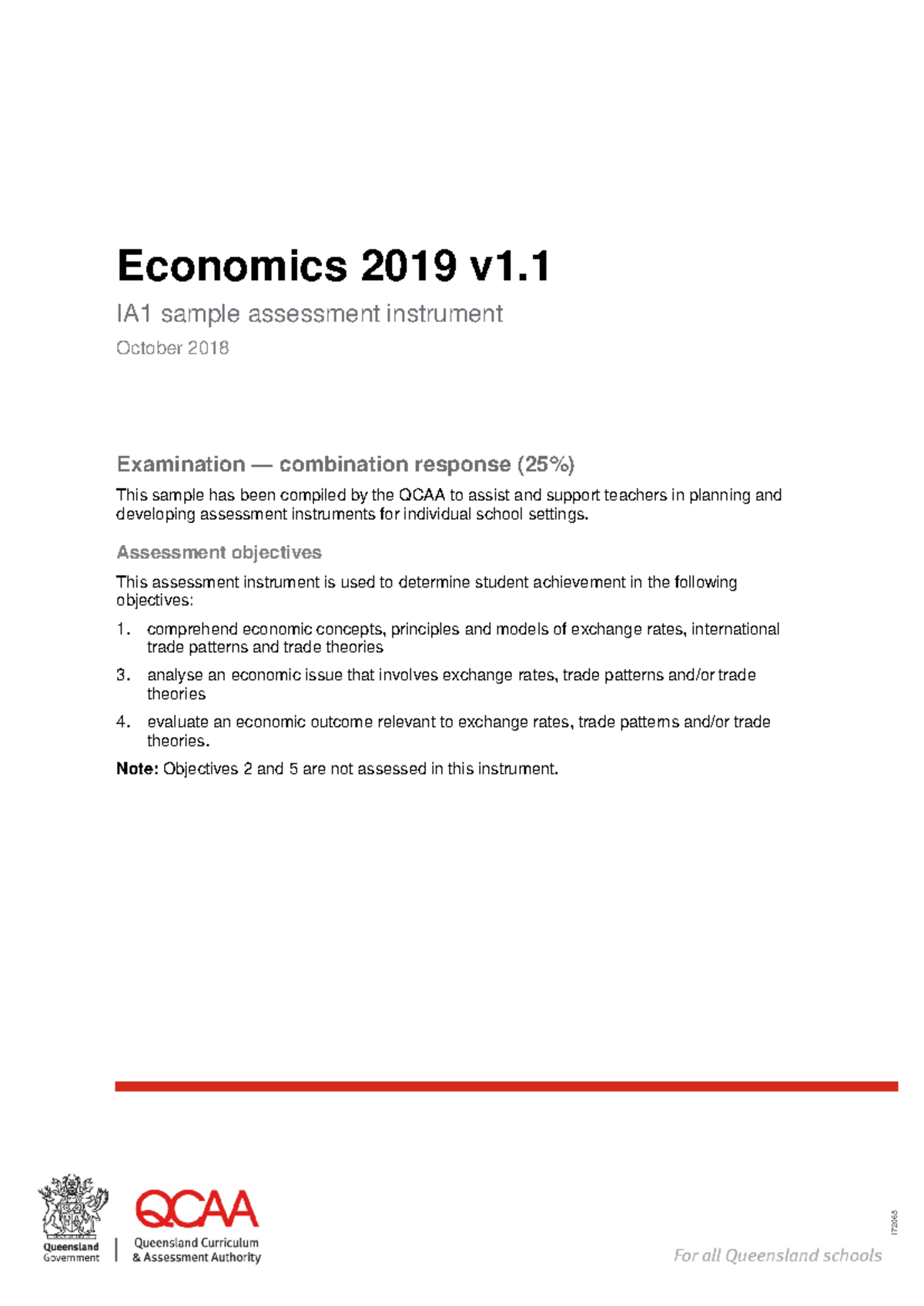 QCCA ECO - something - 172065 Economics 2019 v1. IA1 sample assessment ...