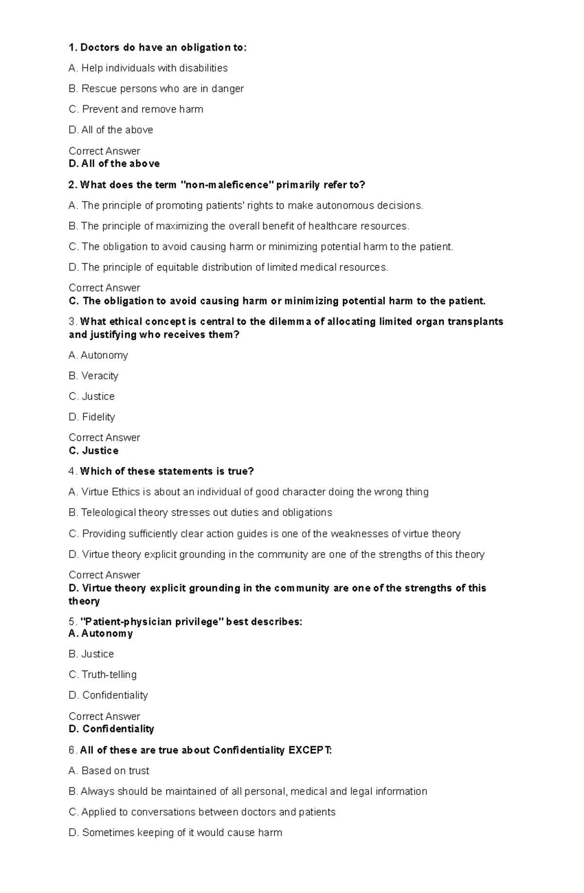 ICM prelim - sdasda - Doctors do have an obligation to: A. Help ...