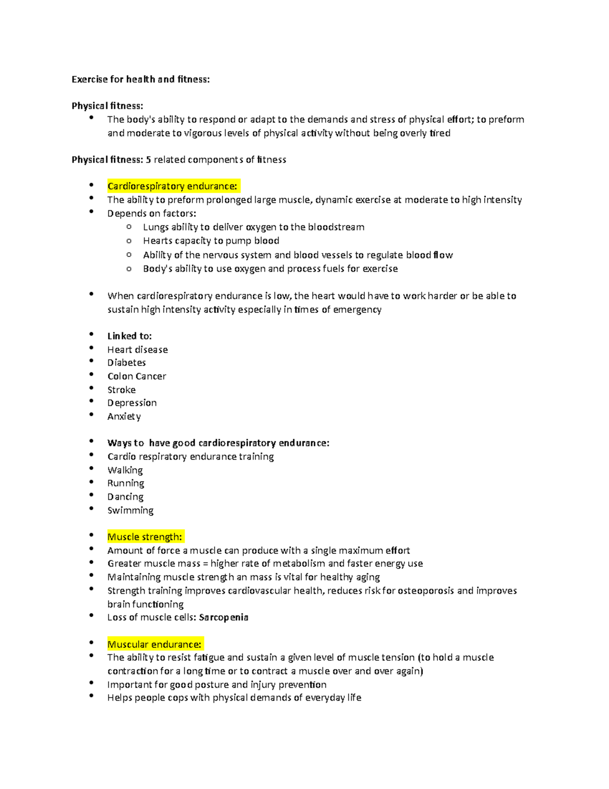Personal determinants 1001A - Lecture 6 - Exercise for health and ...