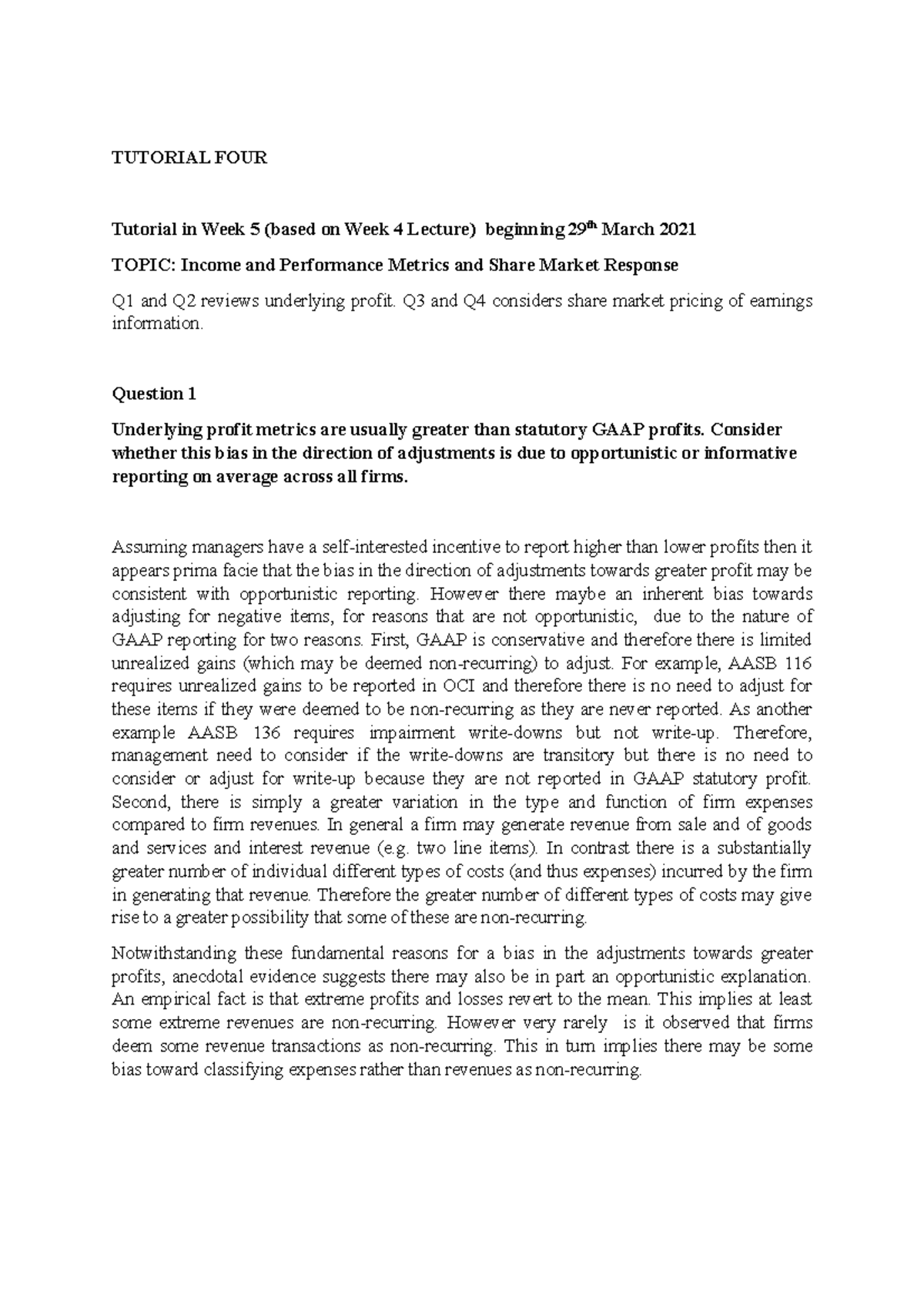 Tutorial Four Income Solutions - TUTORIAL FOUR Tutorial in Week 5 ...