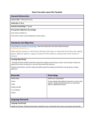 Task 2-Lesson Plan - Lesson planning - Nicolette Cruz D171 – Curriculum ...