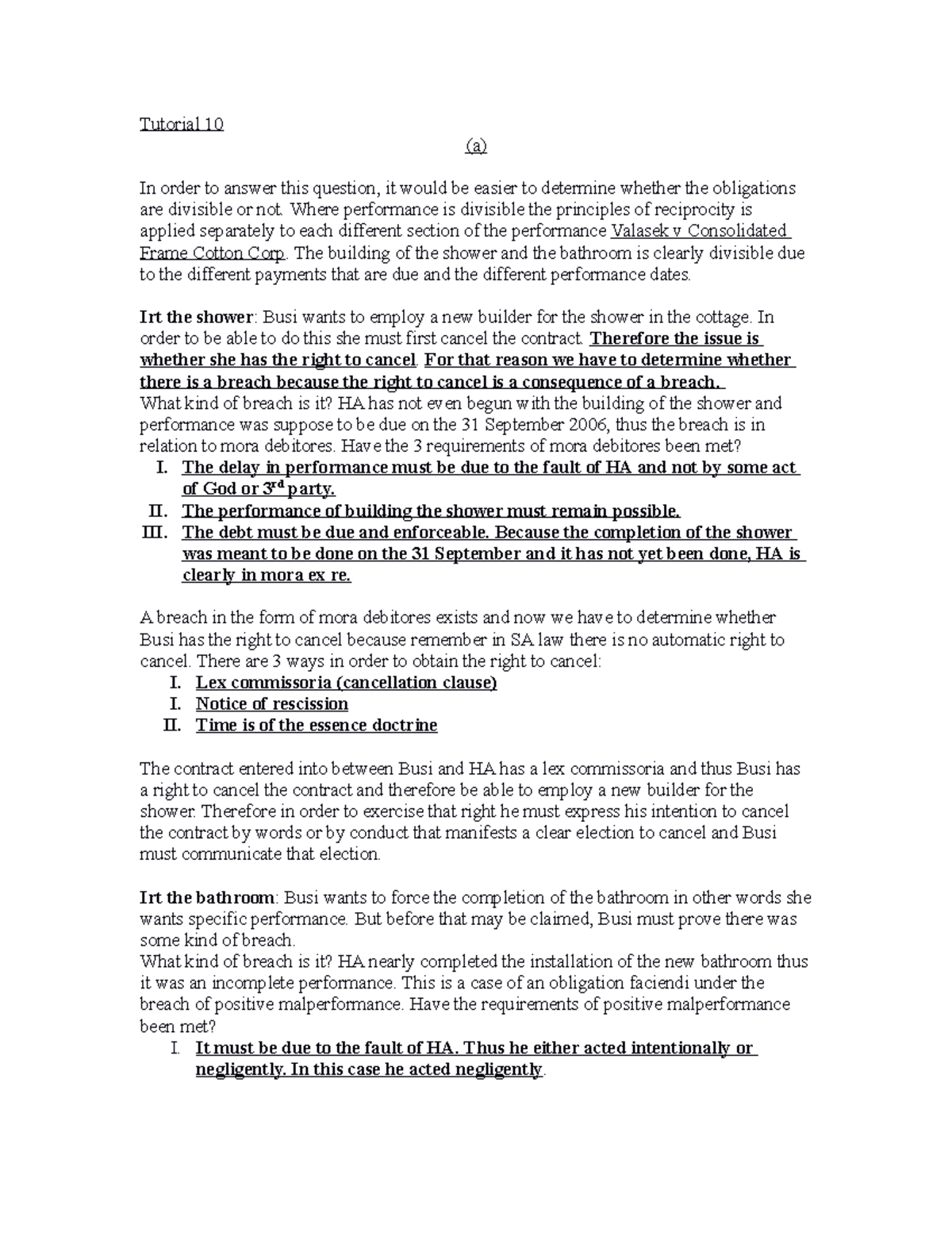 Tutorial 10 - helps with practice - Tutorial 10 (a) In order to answer ...