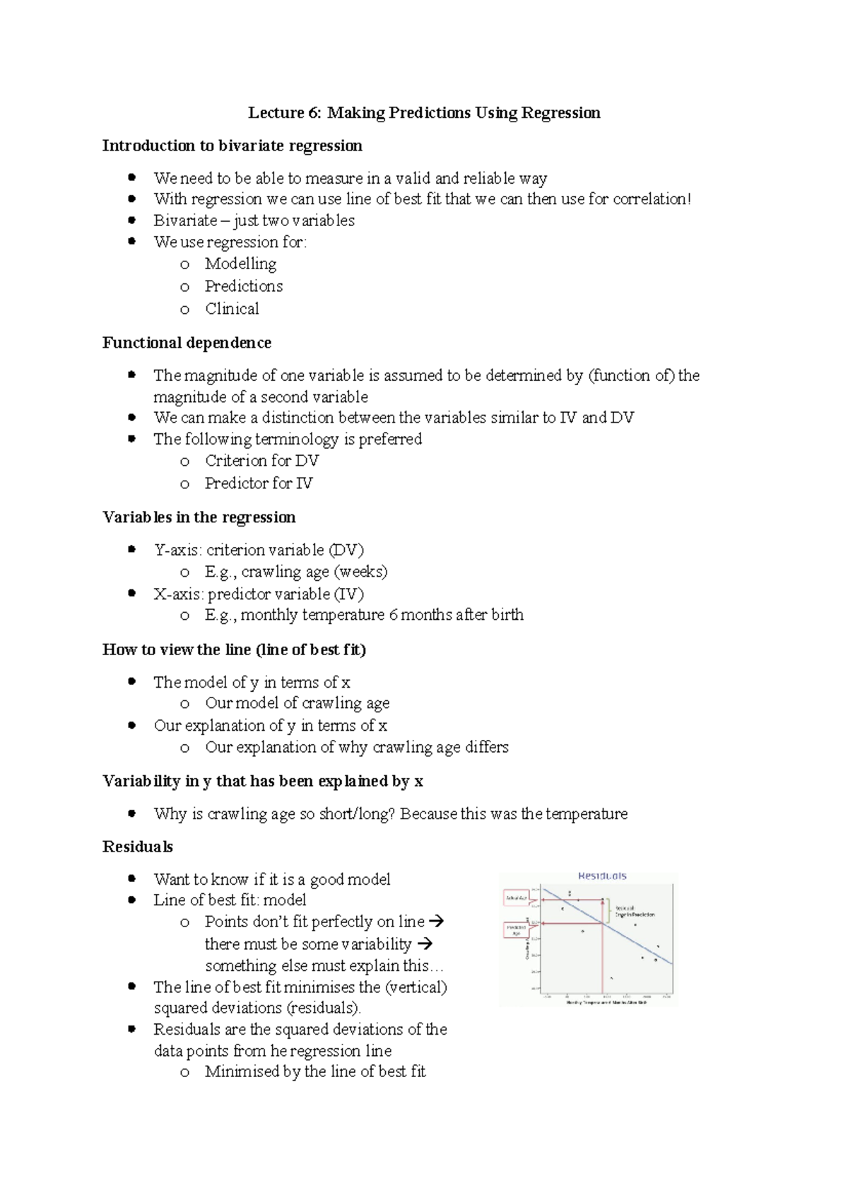 L6 Psyc2002 Lecture 6 Notes Lecture 6 Making Predictions Using