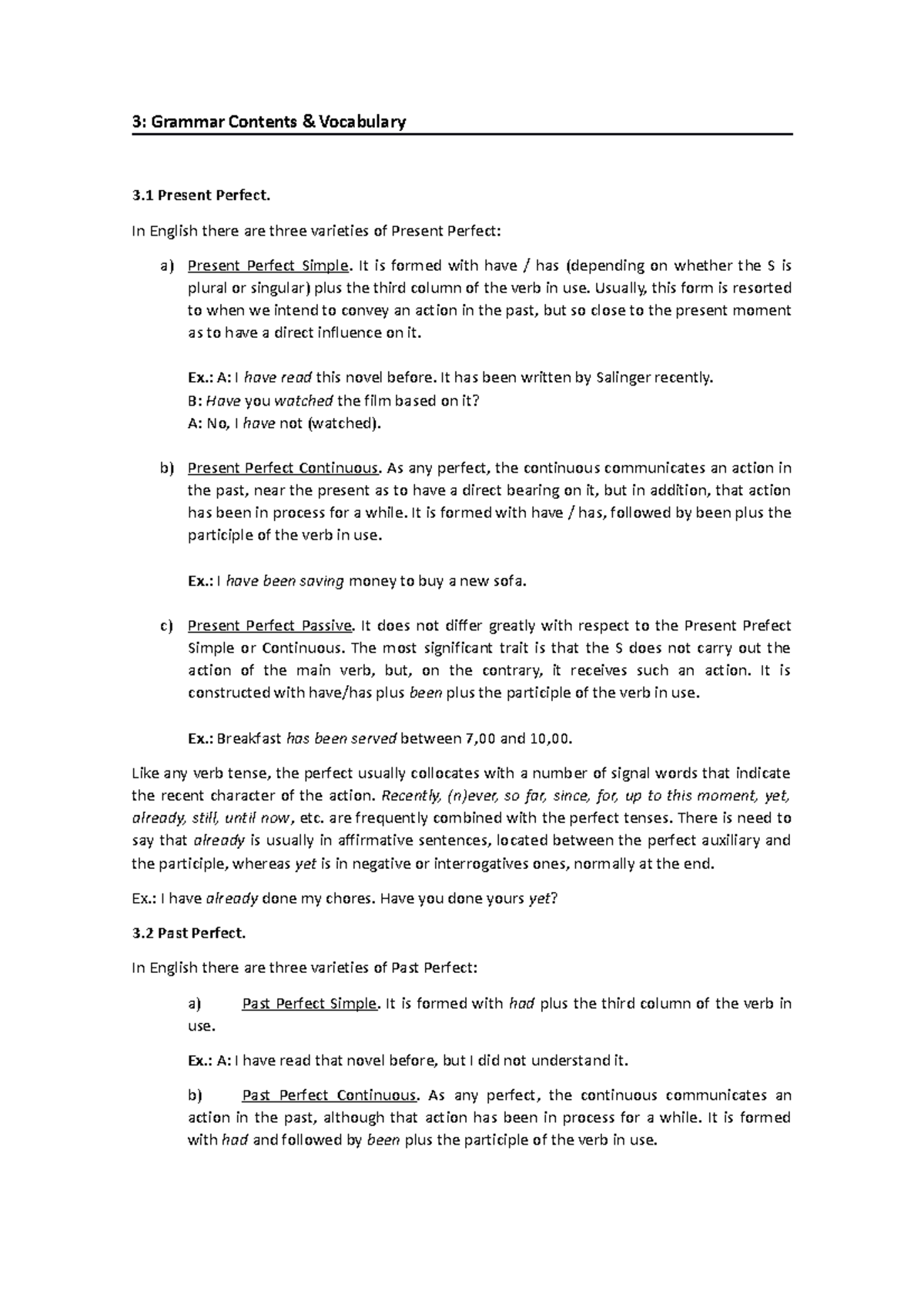 UNIT 3 Grammar Communication Contents - 3: Grammar Contents ...