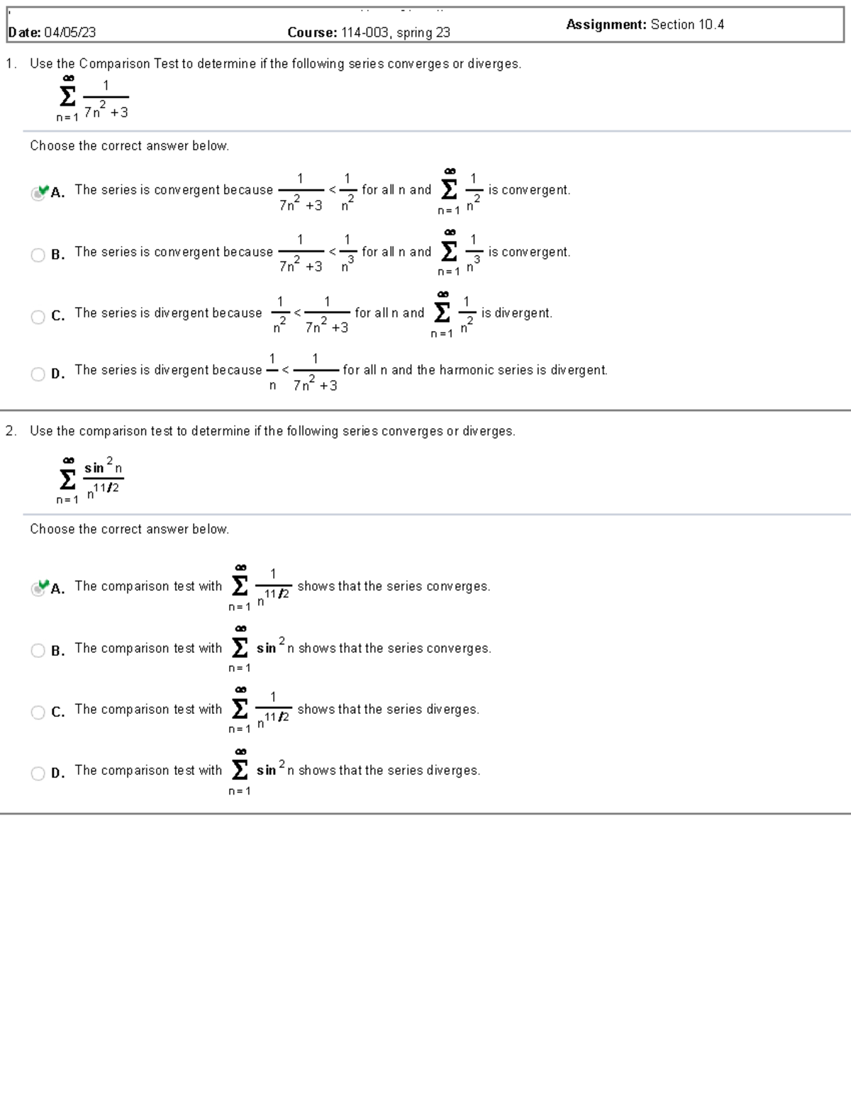 Pearsons Calculus 2, Section 10.4 - 1. 2. Student: Ethan Hebert Date ...