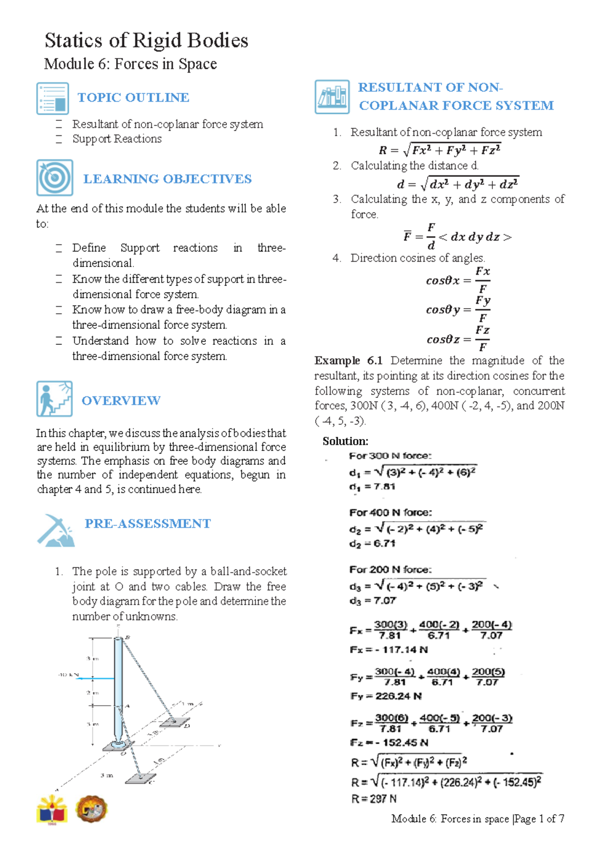 Module 6 Forces in space - Module 6 : Forces in Space LEARNING ...