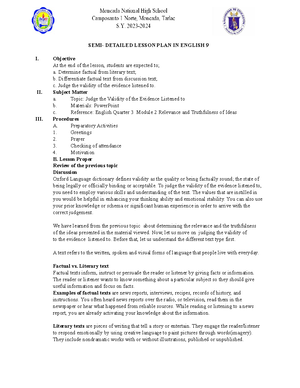 First DAY LP - lesson plans - Moncada National High School Camposanto 1 ...