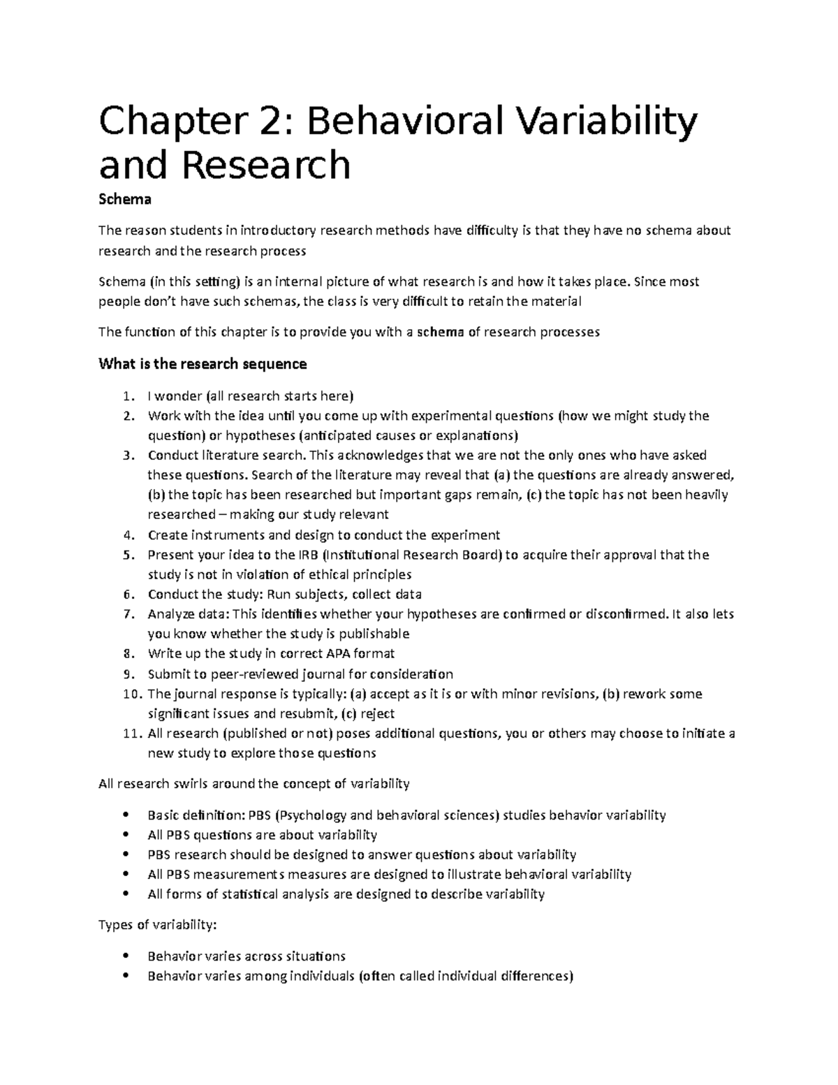 02-21-23 Chapter 2 Outline - Chapter 2: Behavioral Variability and ...