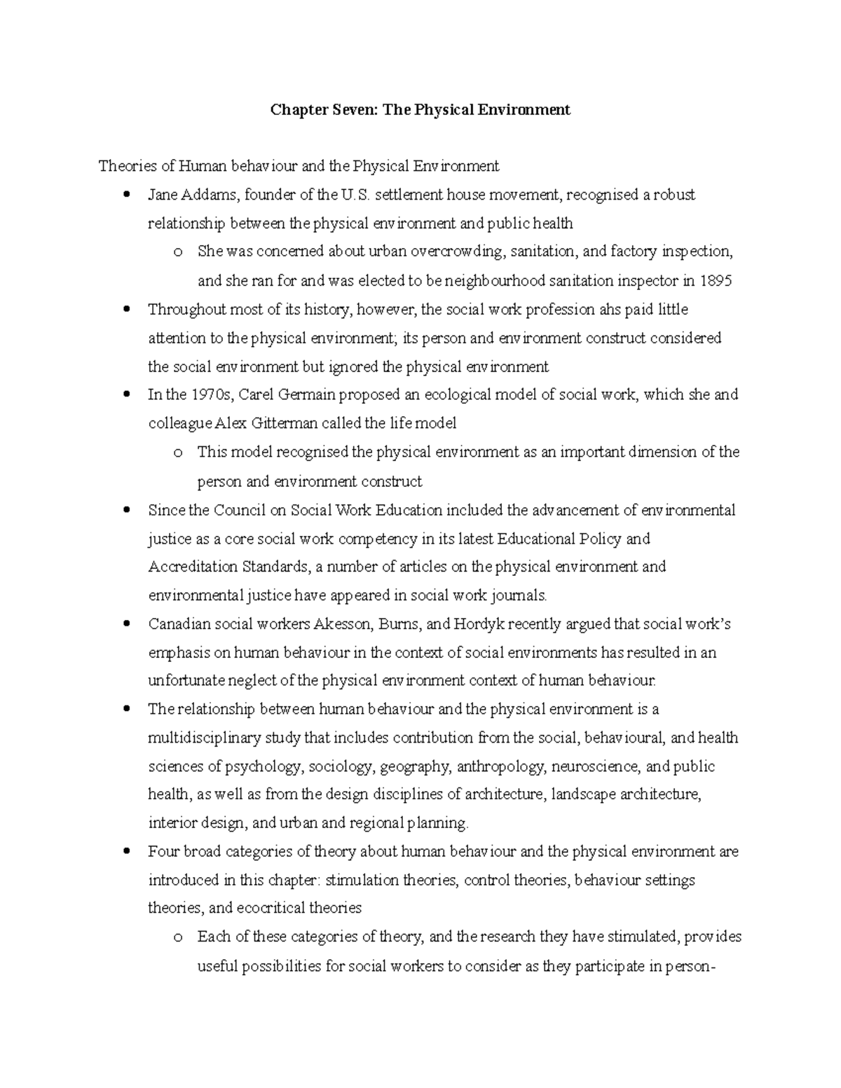 Chapter Seven The Physical Environment - Chapter Seven: The Physical ...