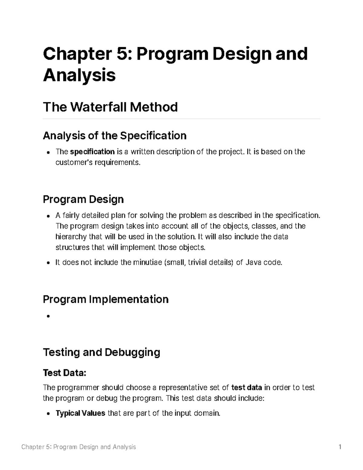 Chapter 5 Program Design and Analysis - It is based on the customer's ...