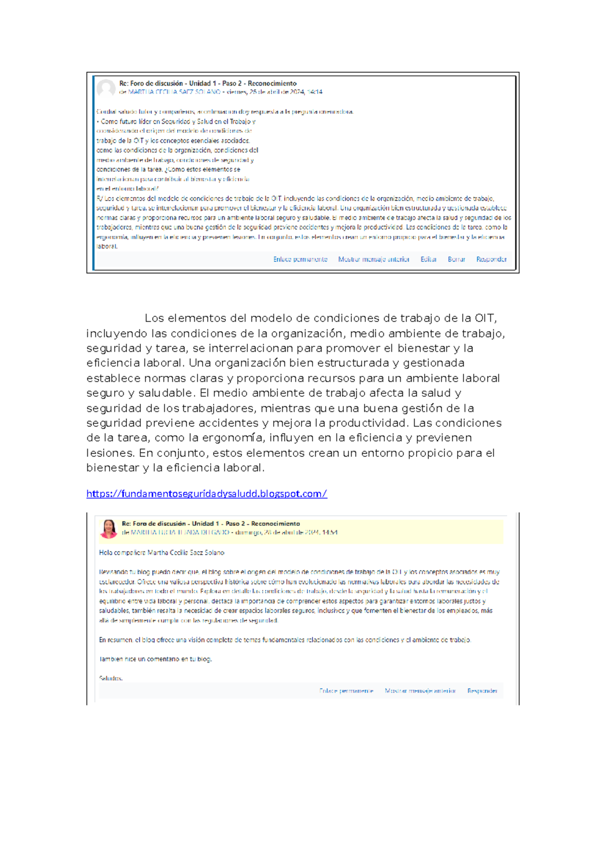 Taller 2 seguridad y salud - Los elementos del modelo de condiciones de trabajo de la OIT, - Studocu