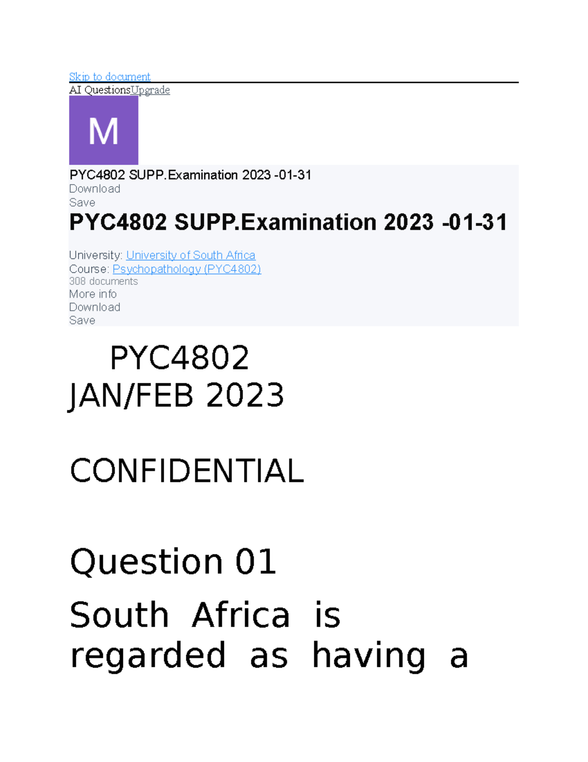 Exam pcy4802 - ASSIGNMENT - Skip to document AI QuestionsUpgrade ...