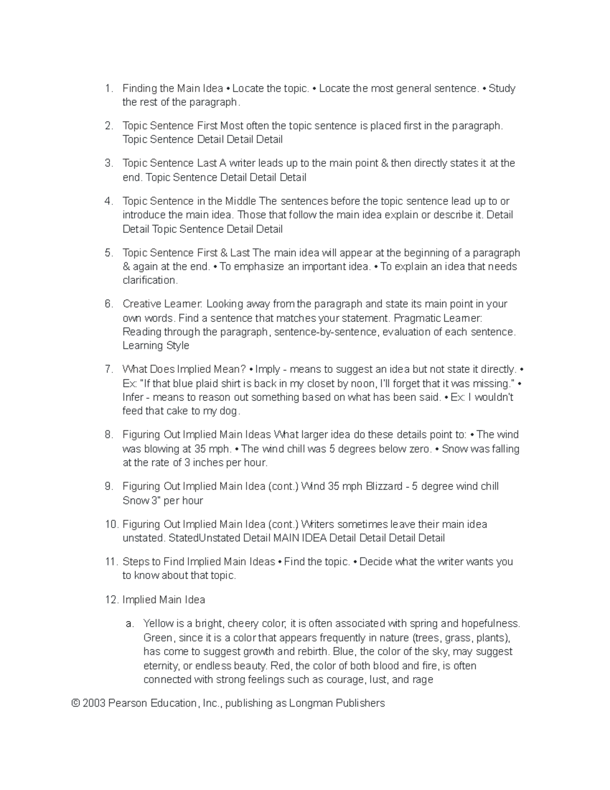 Finding the Main Idea - How to find main ideas - Finding the Main Idea ...