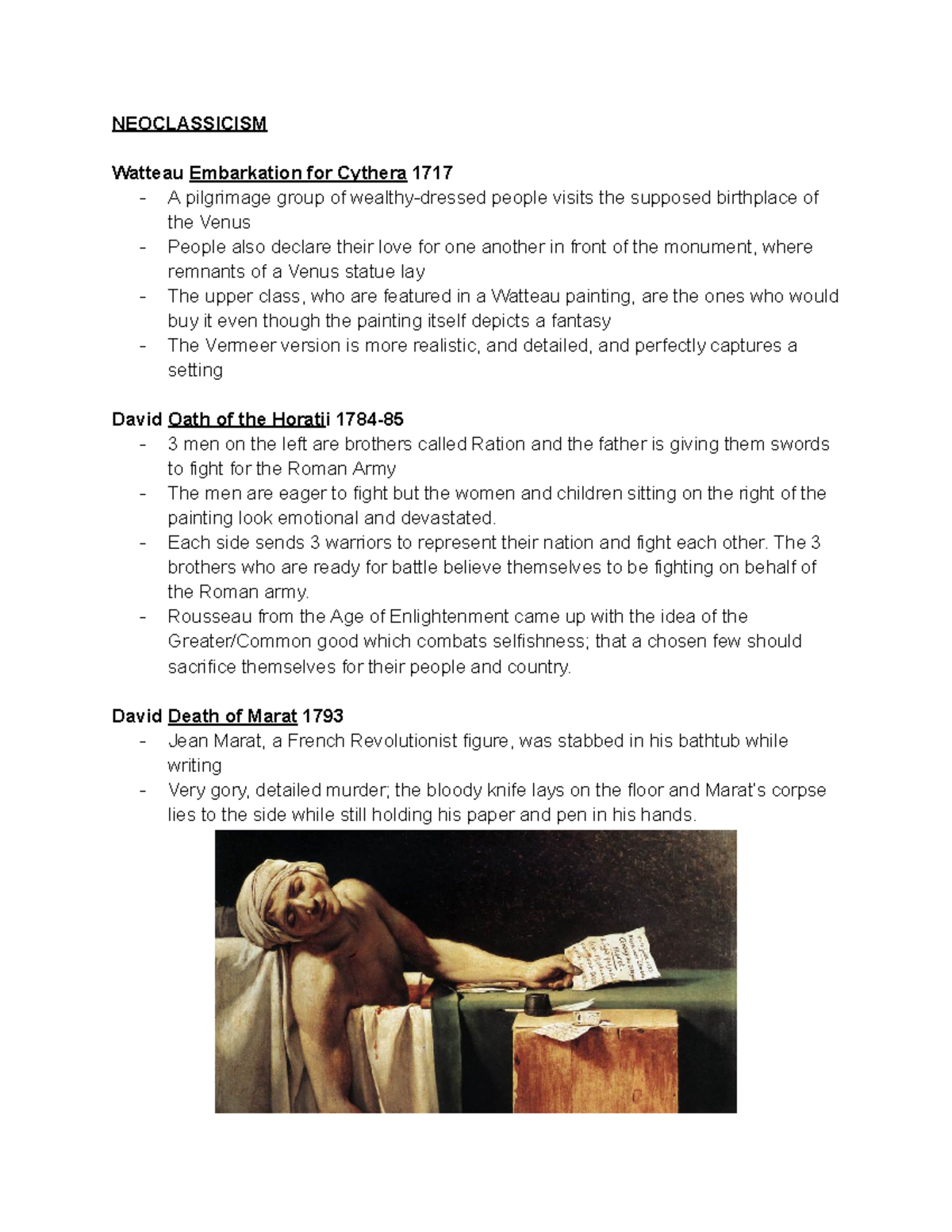 Art101 notes - art history lecture mainly about artworks from the ...