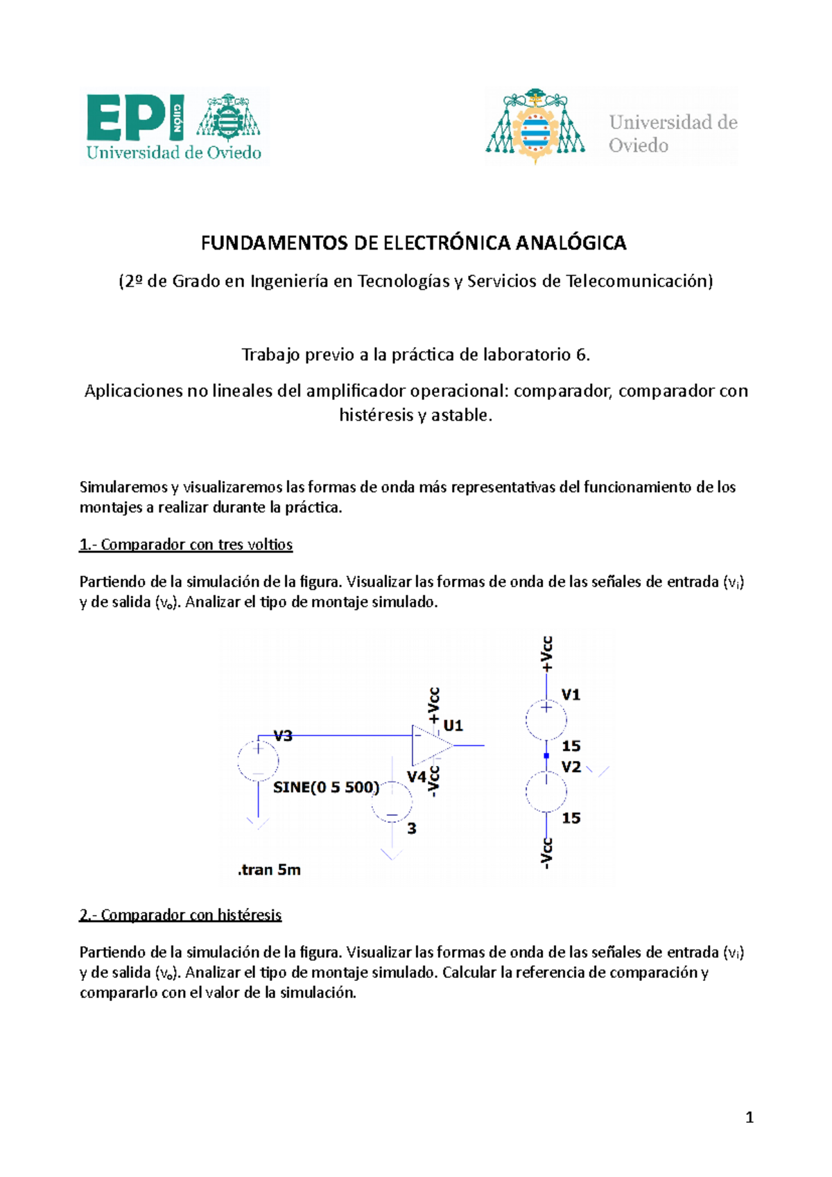 Previo-P6 Amplificador operacional aplic-no-lineal - FUNDAMENTOS DE ELECTRÓNICA ANALÓGICA (2º de ...