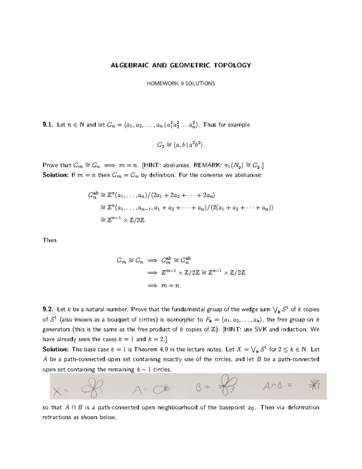 HW9-sol - Detailed Solution of Home-work 9 - ALGEBRAIC AND GEOMETRIC ...