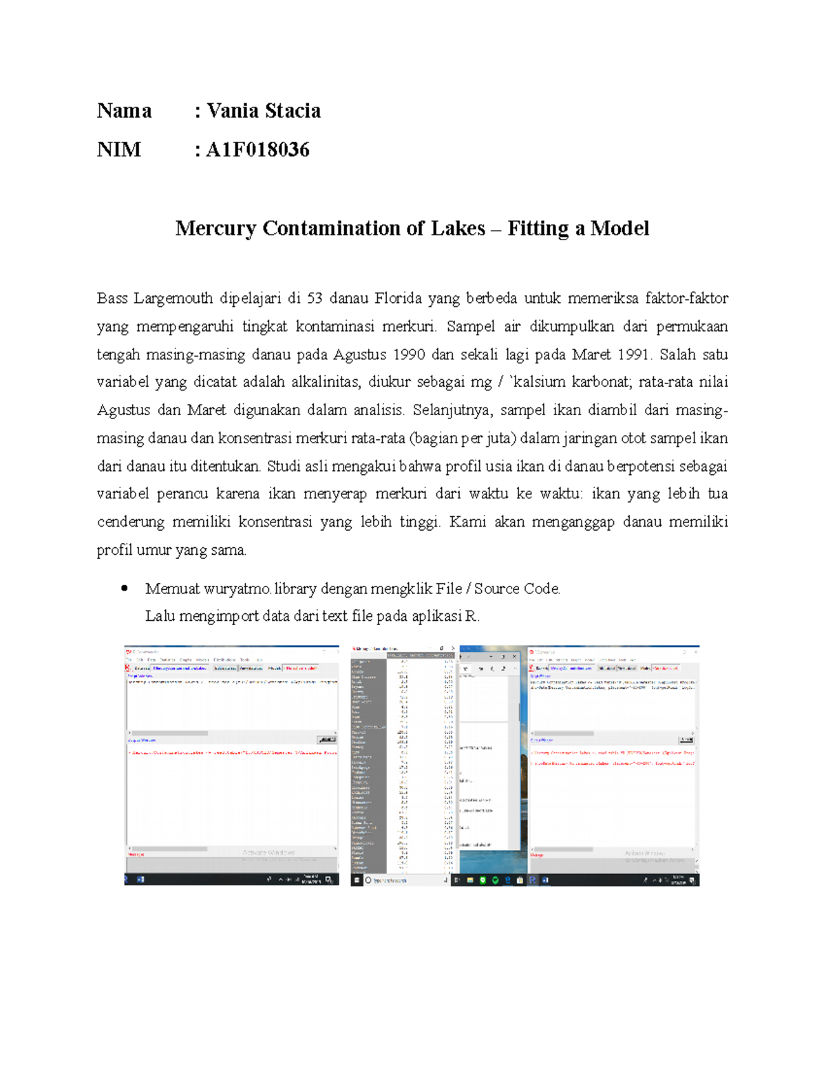 APLIKASI PROGRAM PENGOLAHAN DATA (AAPD) Practical 05.Mercury Contamination of Lakes – Fitting a ...