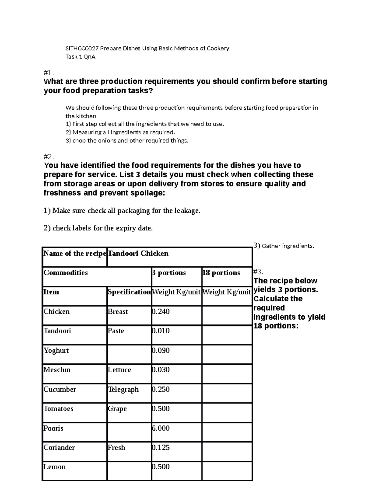 Sithccc 027 Prepare Dishes Using Basic Methods of Cookery - SITHCCC027 ...
