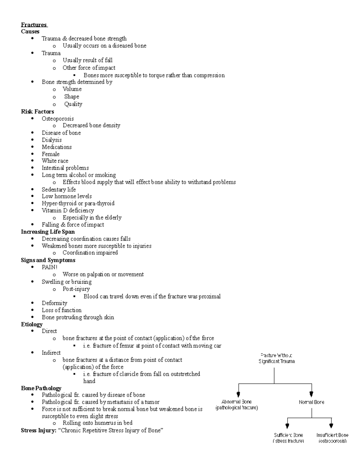 Fractures - Lecture notes 9 - Fractures Causes Trauma & decreased bone ...