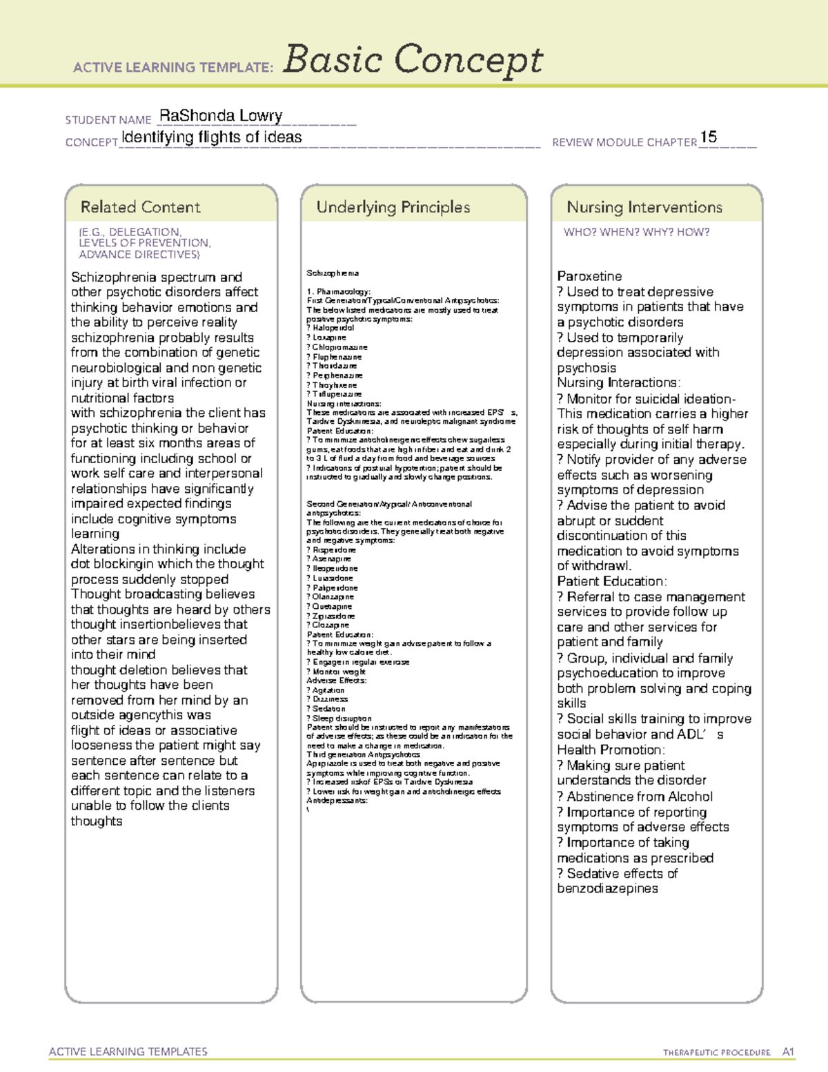 Flight of ideas - ATI template - NUR 126 - ACTIVE LEARNING TEMPLATES ...