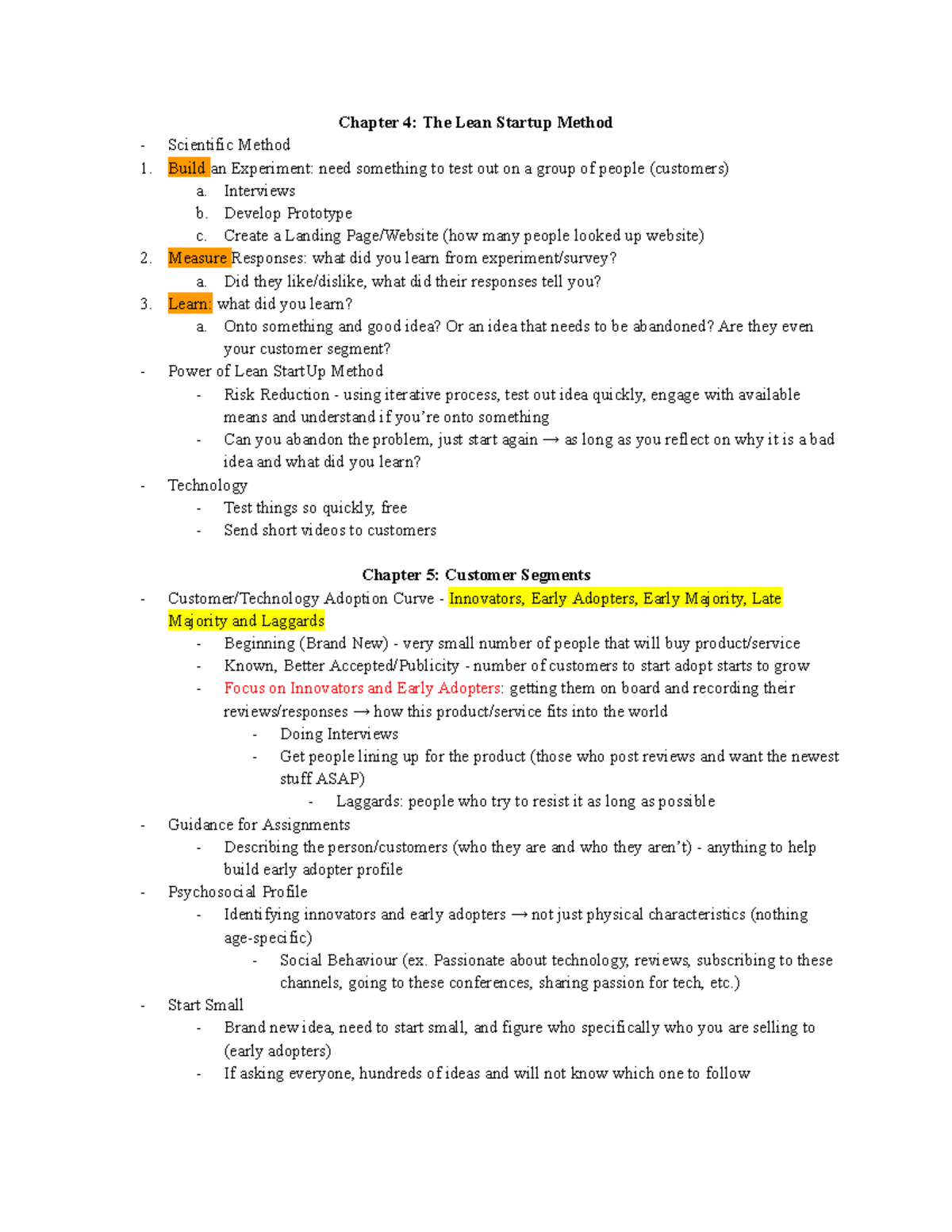 ENTI 317 Week 2 Required Readings - Chapter 4: The Lean Startup Method ...