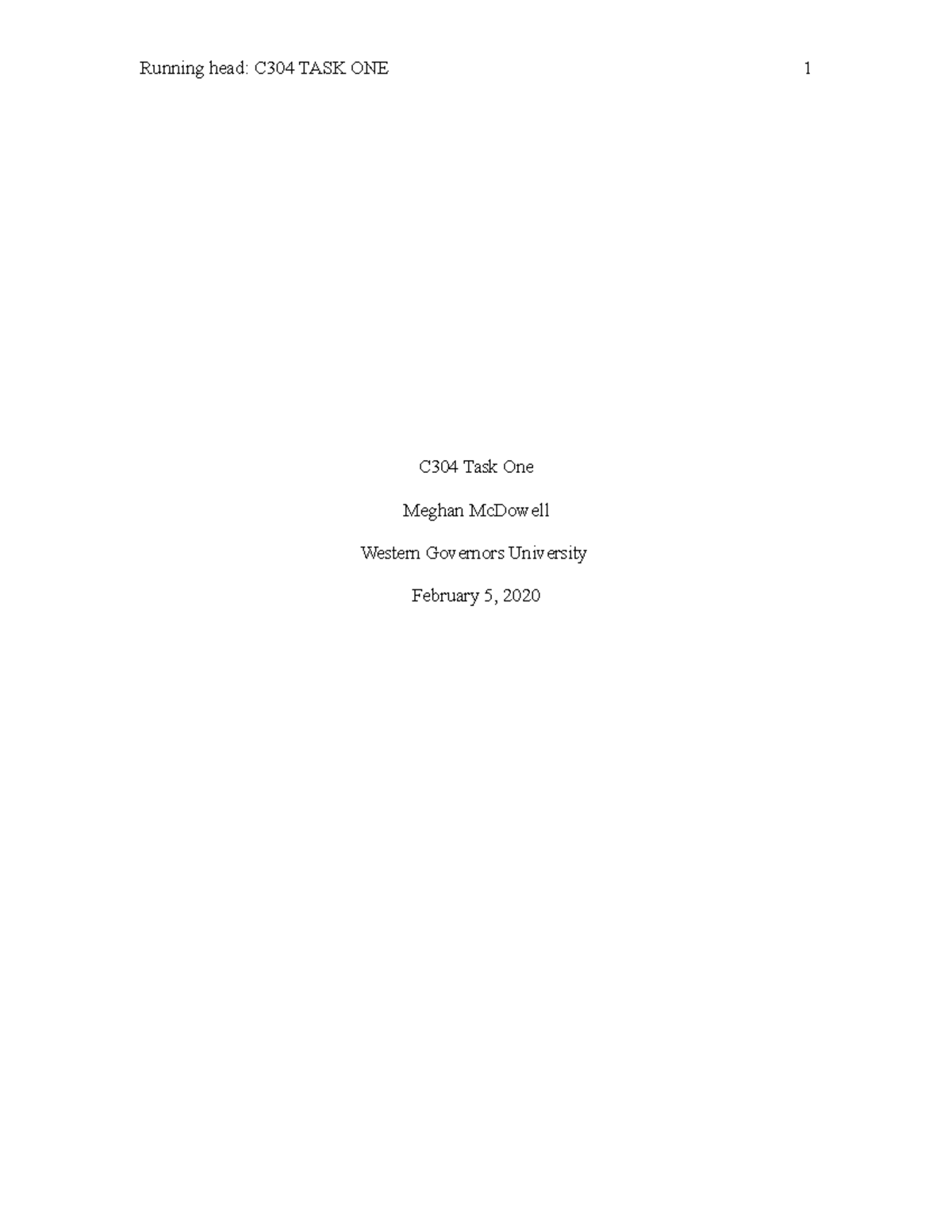 C304 Task One - C304 Task One - C 304 - WGU - StuDocu