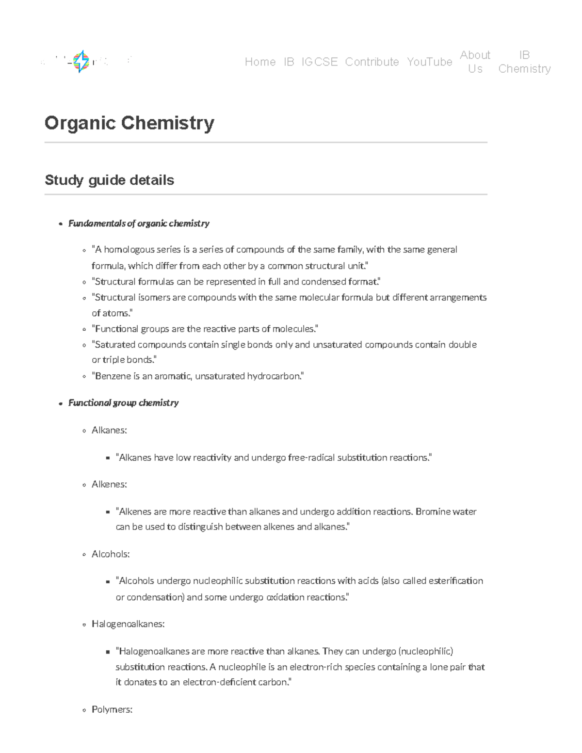 Organic Chemistry - Organic Chemistry Study guide details Fundamentals ...