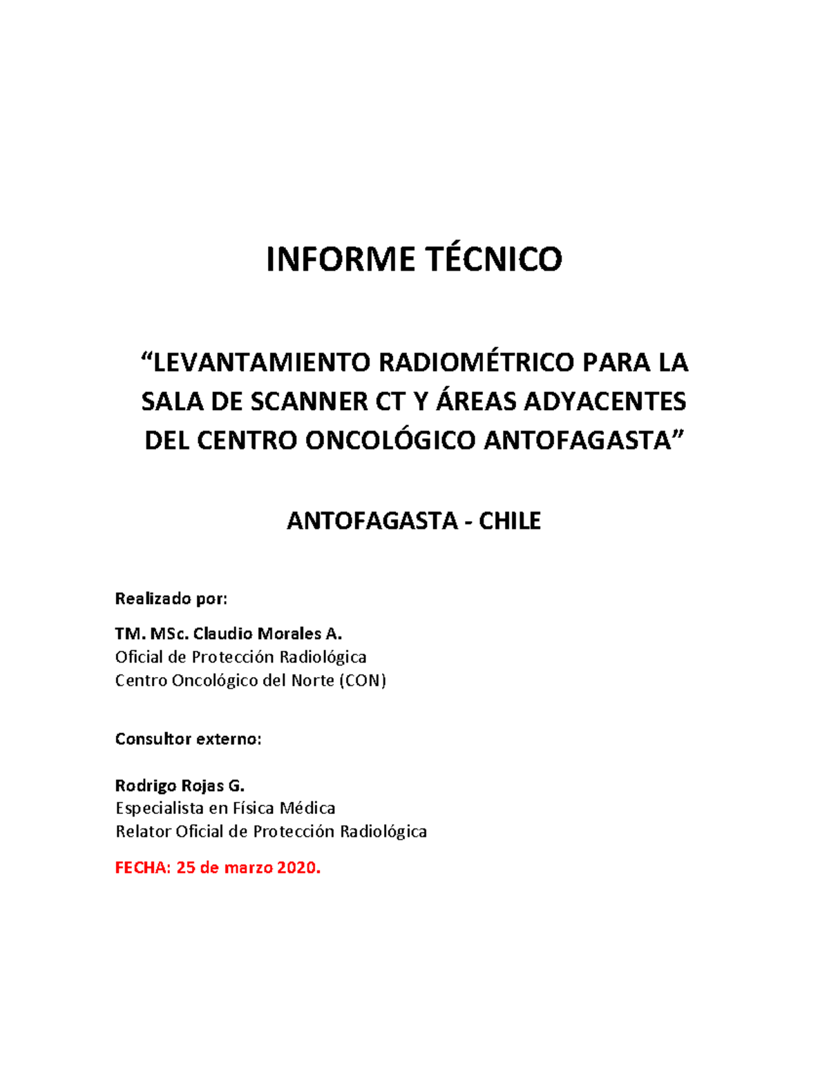 Levantamiento Radiométrico centro medico vilanco - INFORME TÉCNICO ...