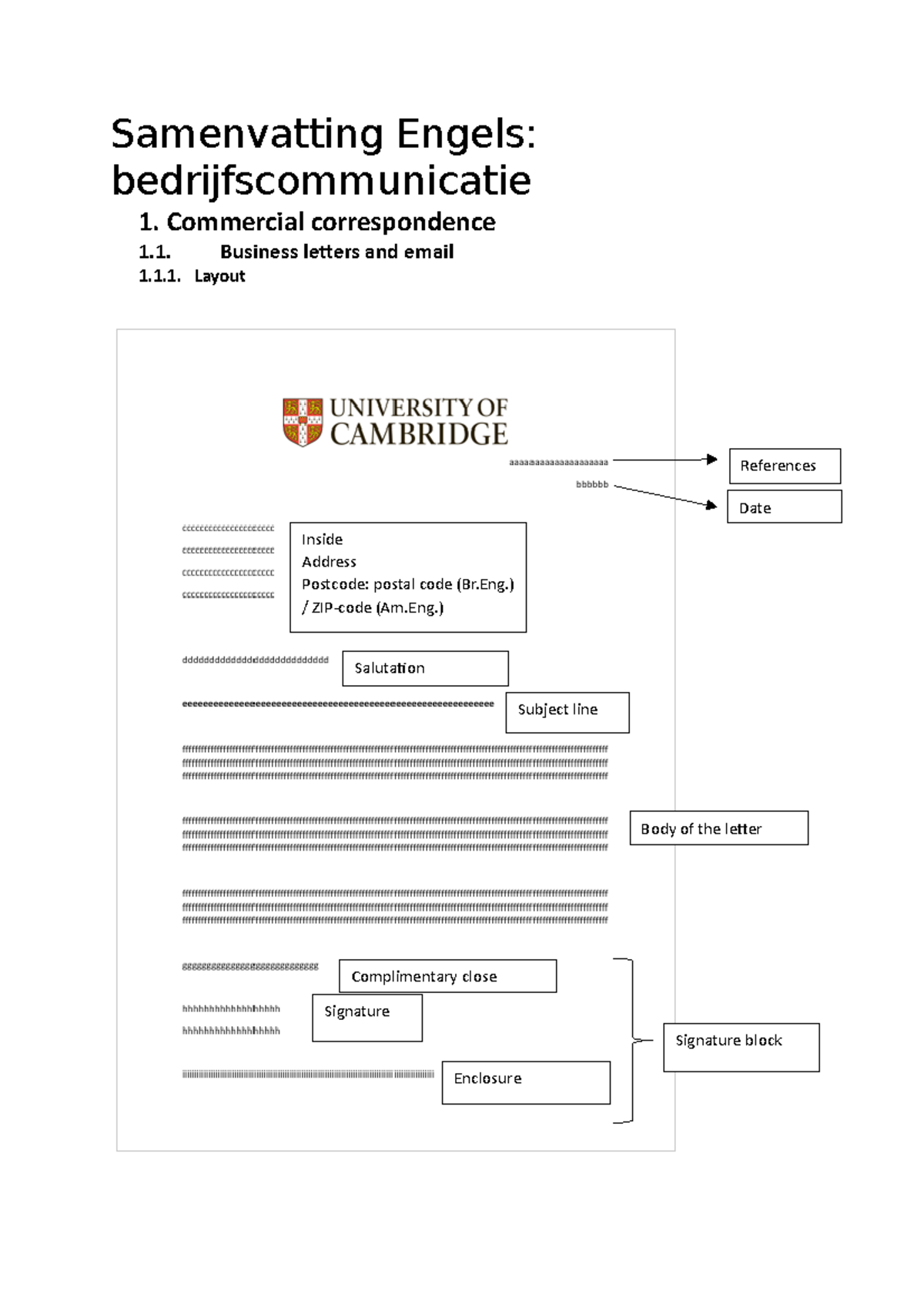 Samenvatting Engels sem1 - Samenvatting Engels: bedrijfscommunicatie 1 ...