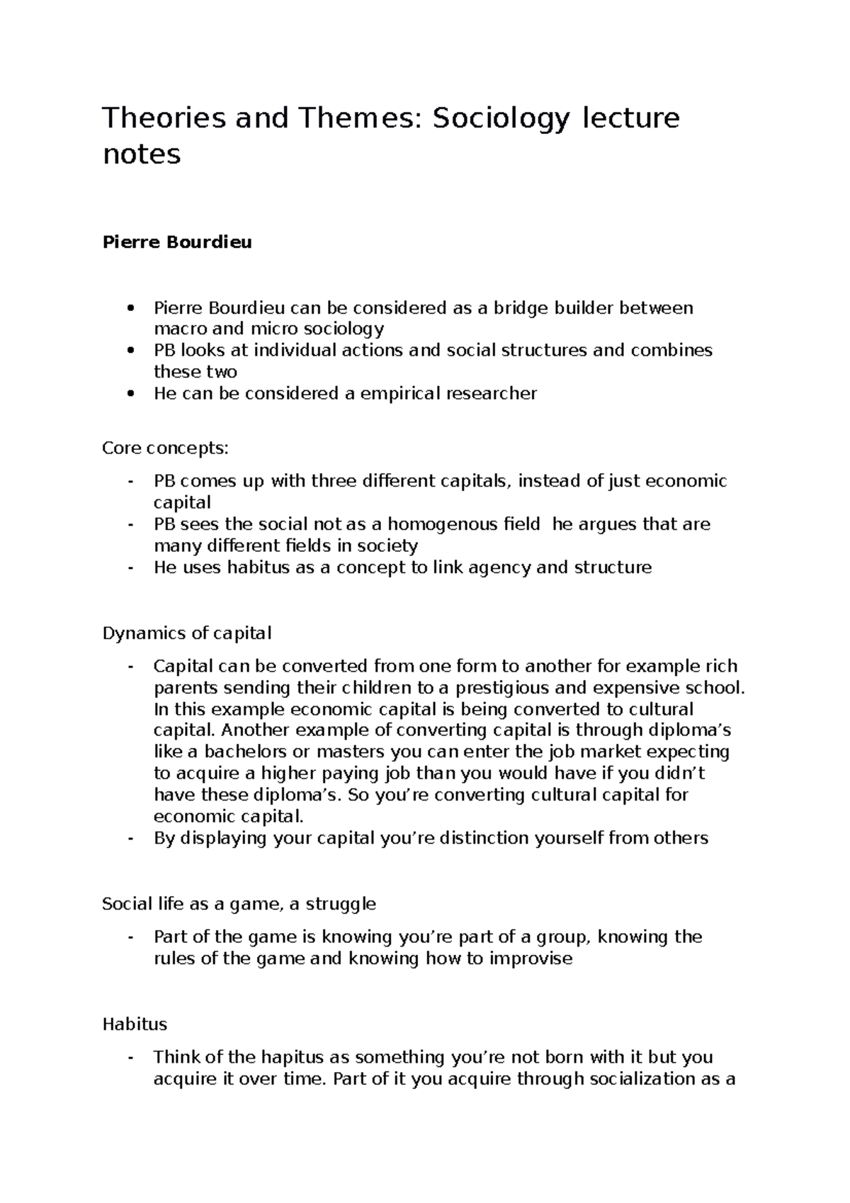 Theories and Themes: Sociology lecture notes - Theories and Themes ...