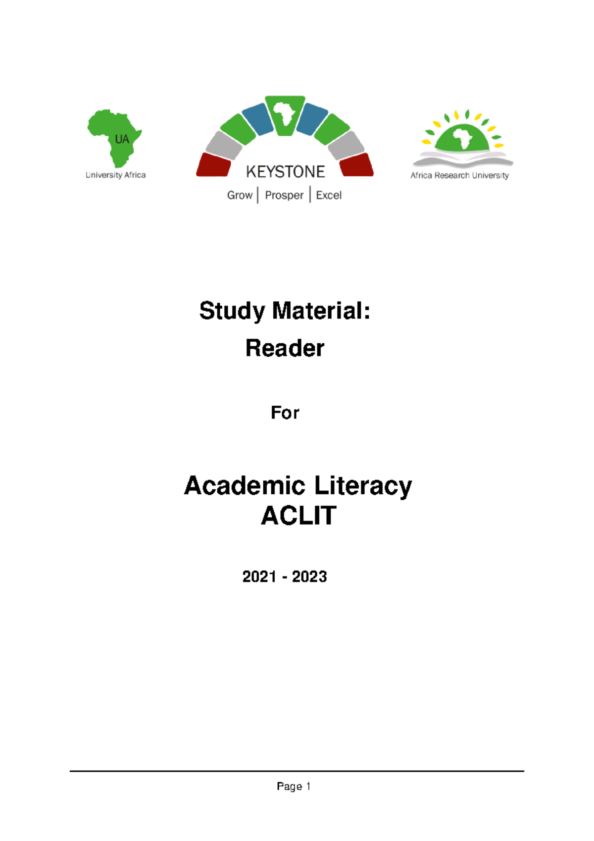 Academic Literacy Aclit Reader New Mat 15 07 2021 - Page 1 Study ...