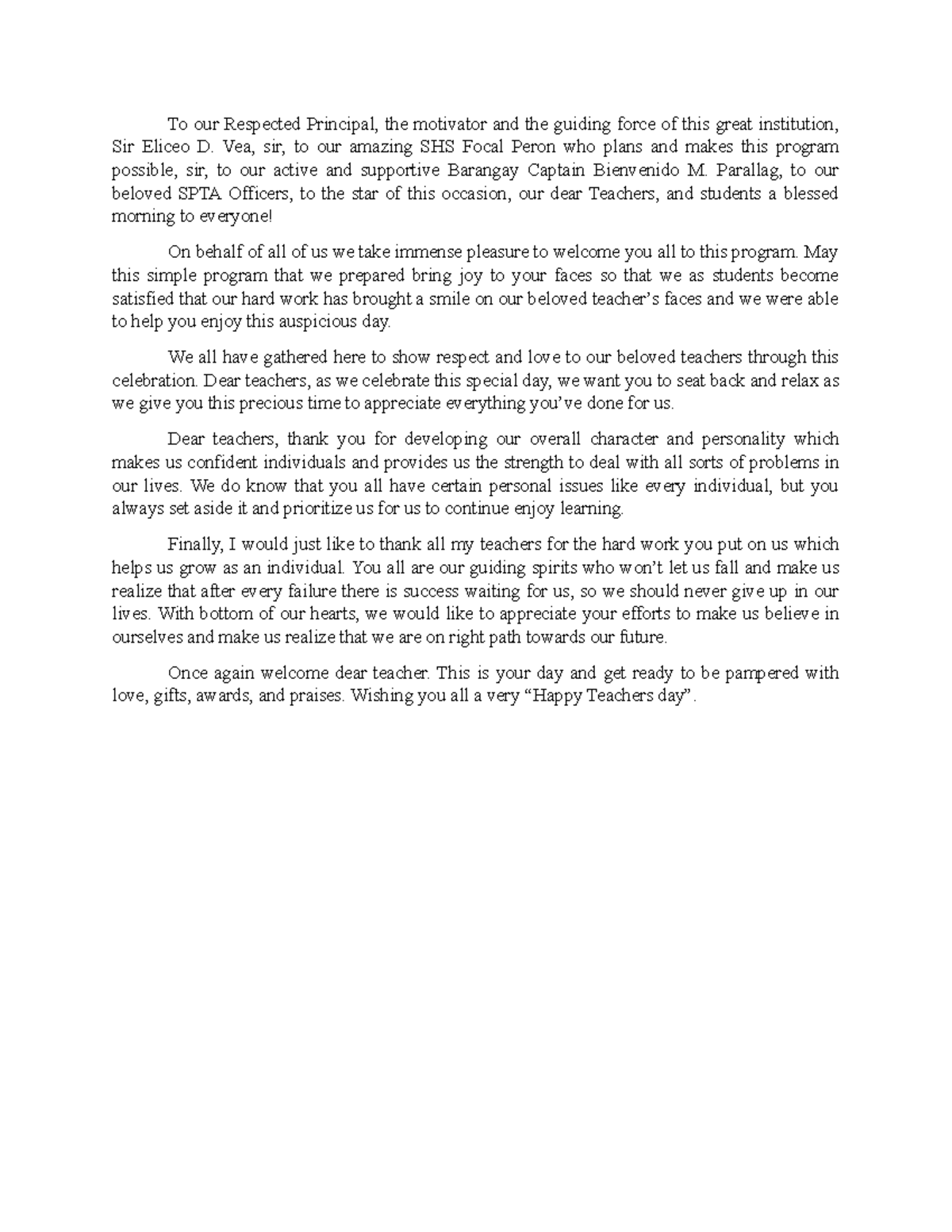 Welcomeopening remark - To our Respected Principal, the motivator and ...