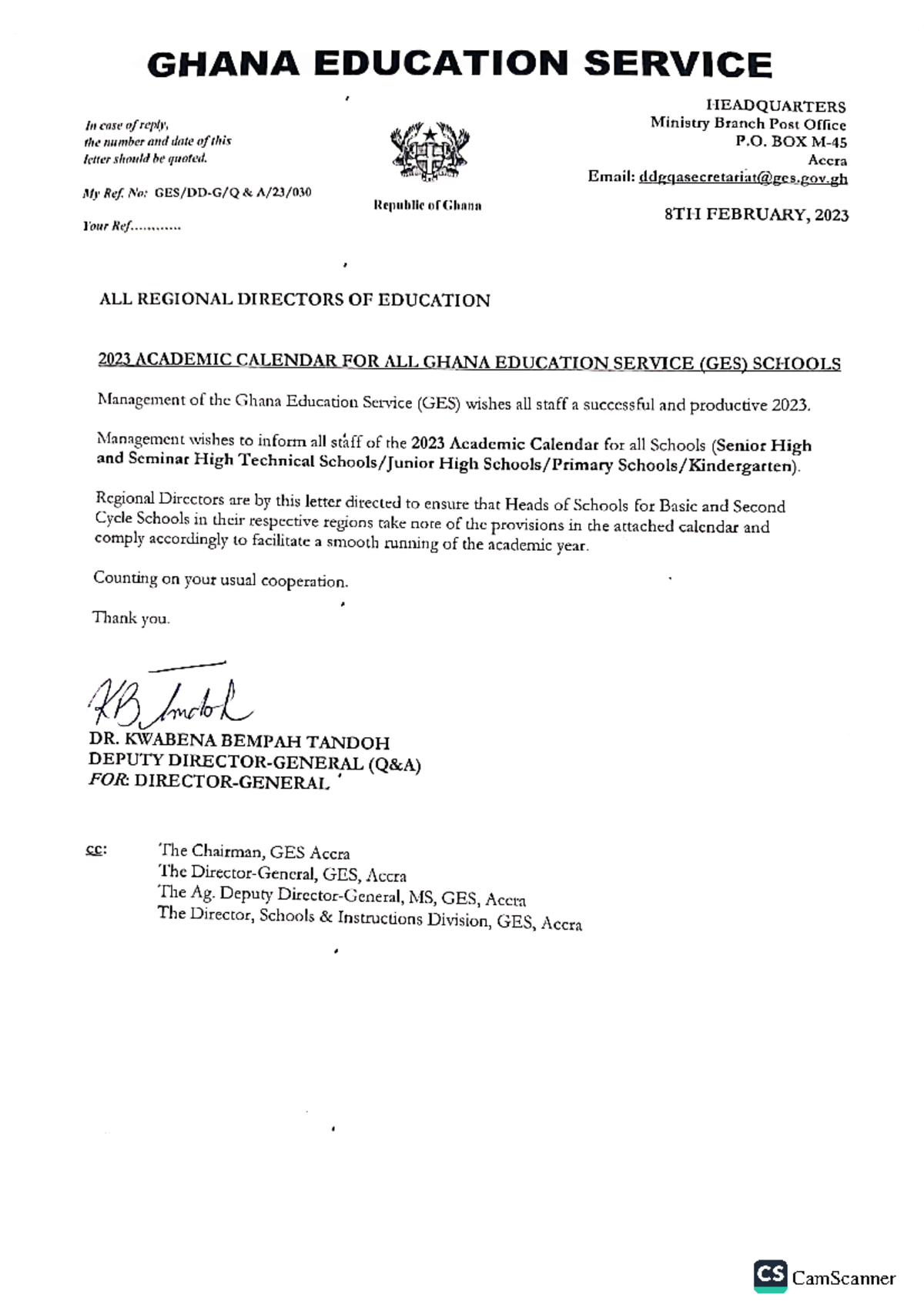 GES Official Academic Calender 2023 - banking and finance - Studocu