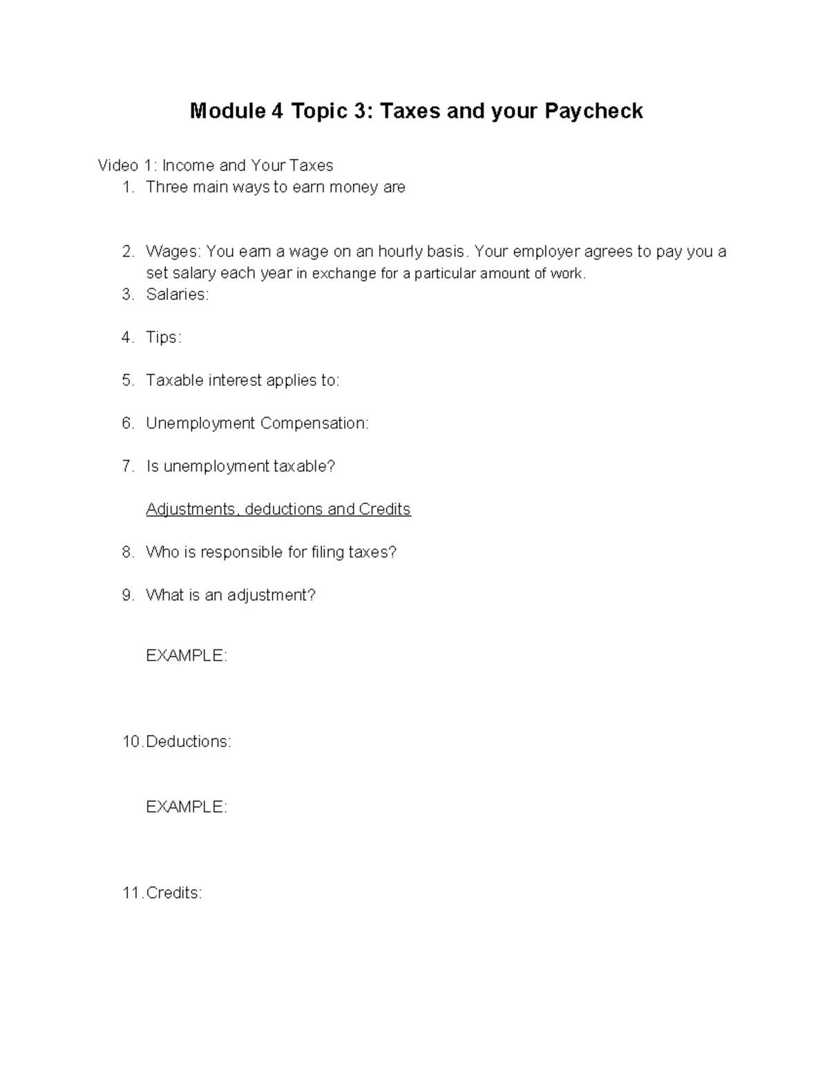 Module 4 Topic 3 Filing your Taxes - Module 4 Topic 3: Taxes and your ...