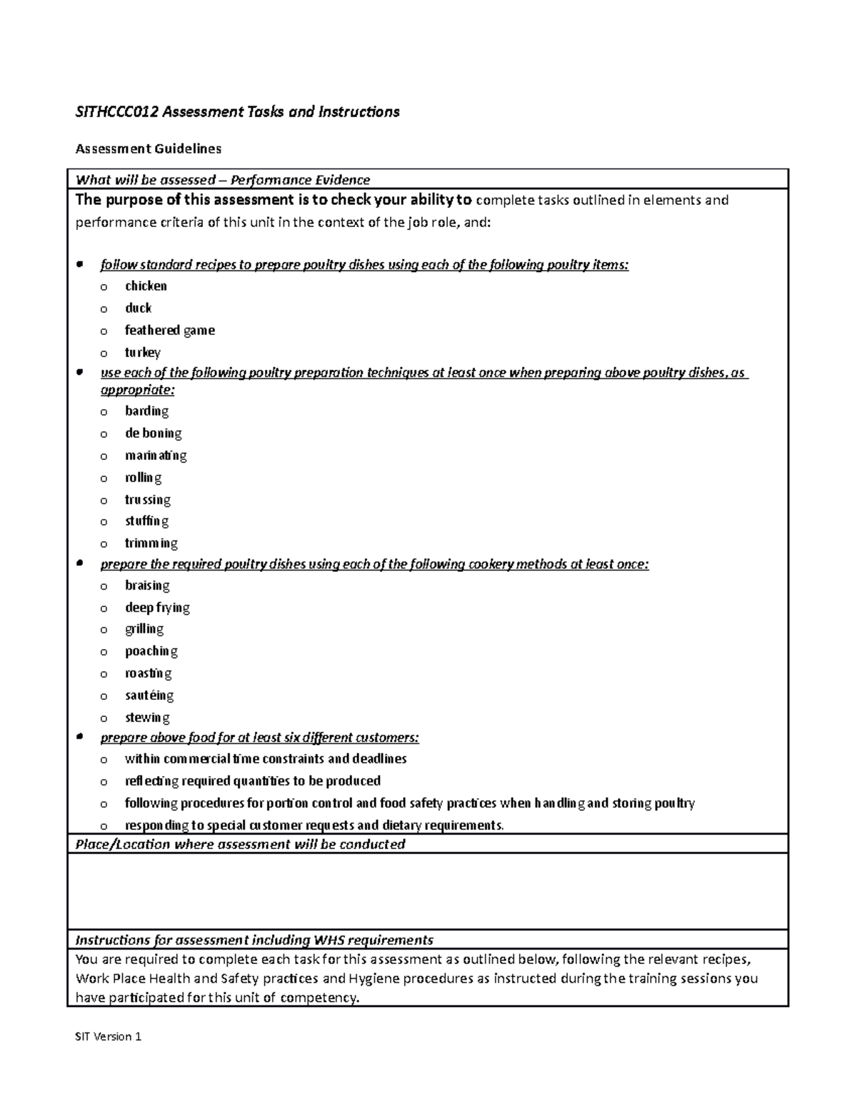 Sithccc 012 Assessment 2 - Practical Observation - SITHCCC012 Assessment Tasks and Instructions ...