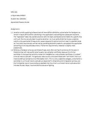 CPD1501 July 2020 exam paper - Page 1 of 11 1 UNIVERSITY EXAMINATIONS ...