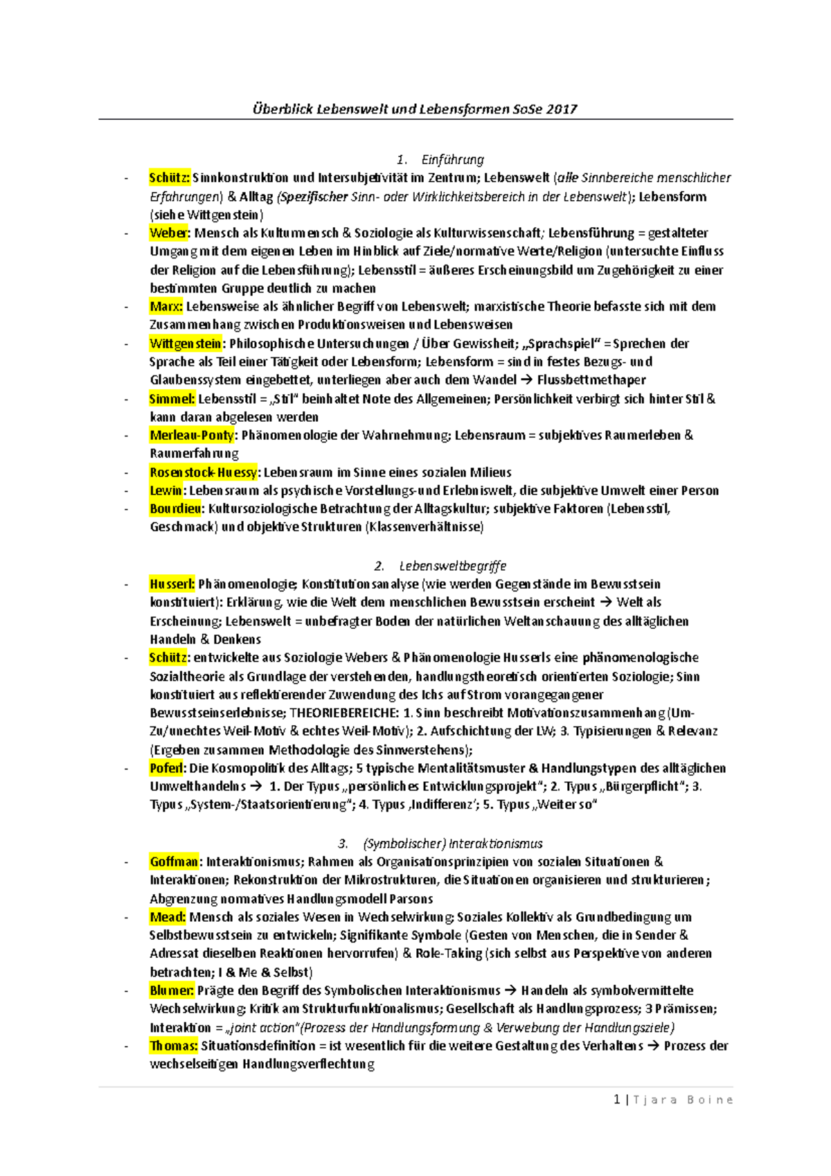 Überblick Lebenswelt und Lebensformen Namen - Sinn beschreibt ...