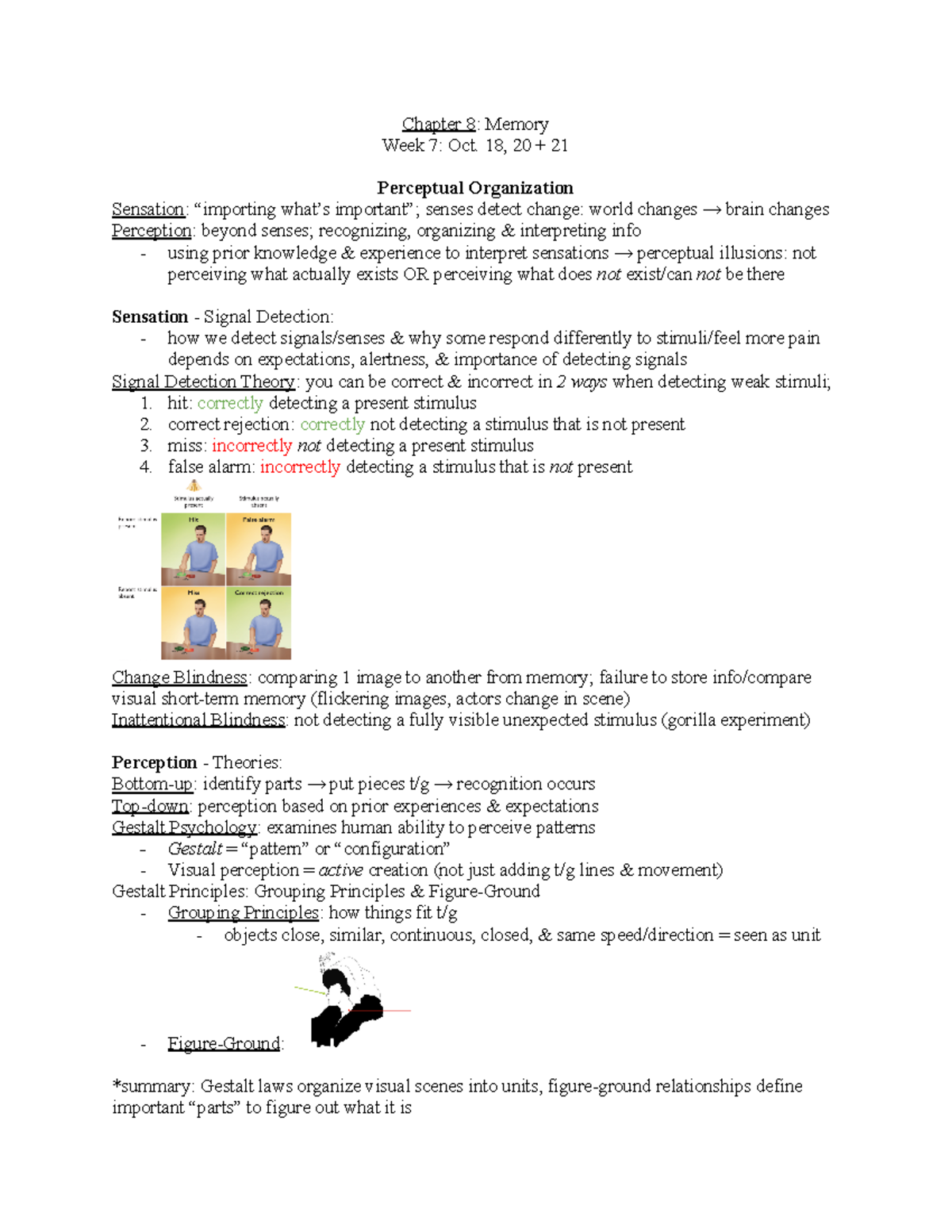 Foundations of Psych Ch. 8 - Chapter 8: Memory Week 7: Oct. 18, 20 21 ...