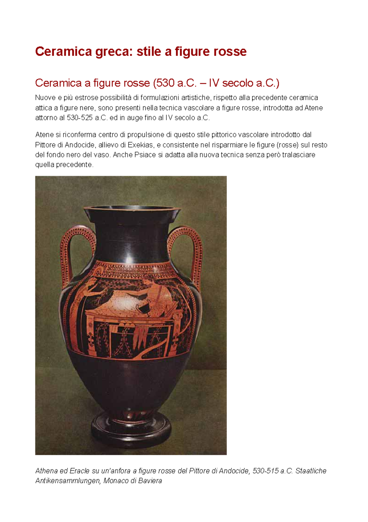 Ceramica greca - Figure Rosse - Ceramica greca: stile a figure rosse ...