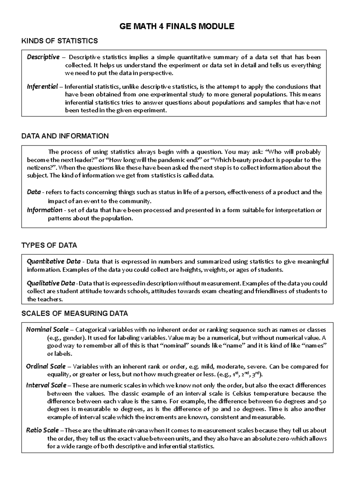 GE MATH 4 Finals Module - Thi is from my teacher - GE MATH 4 FINALS ...
