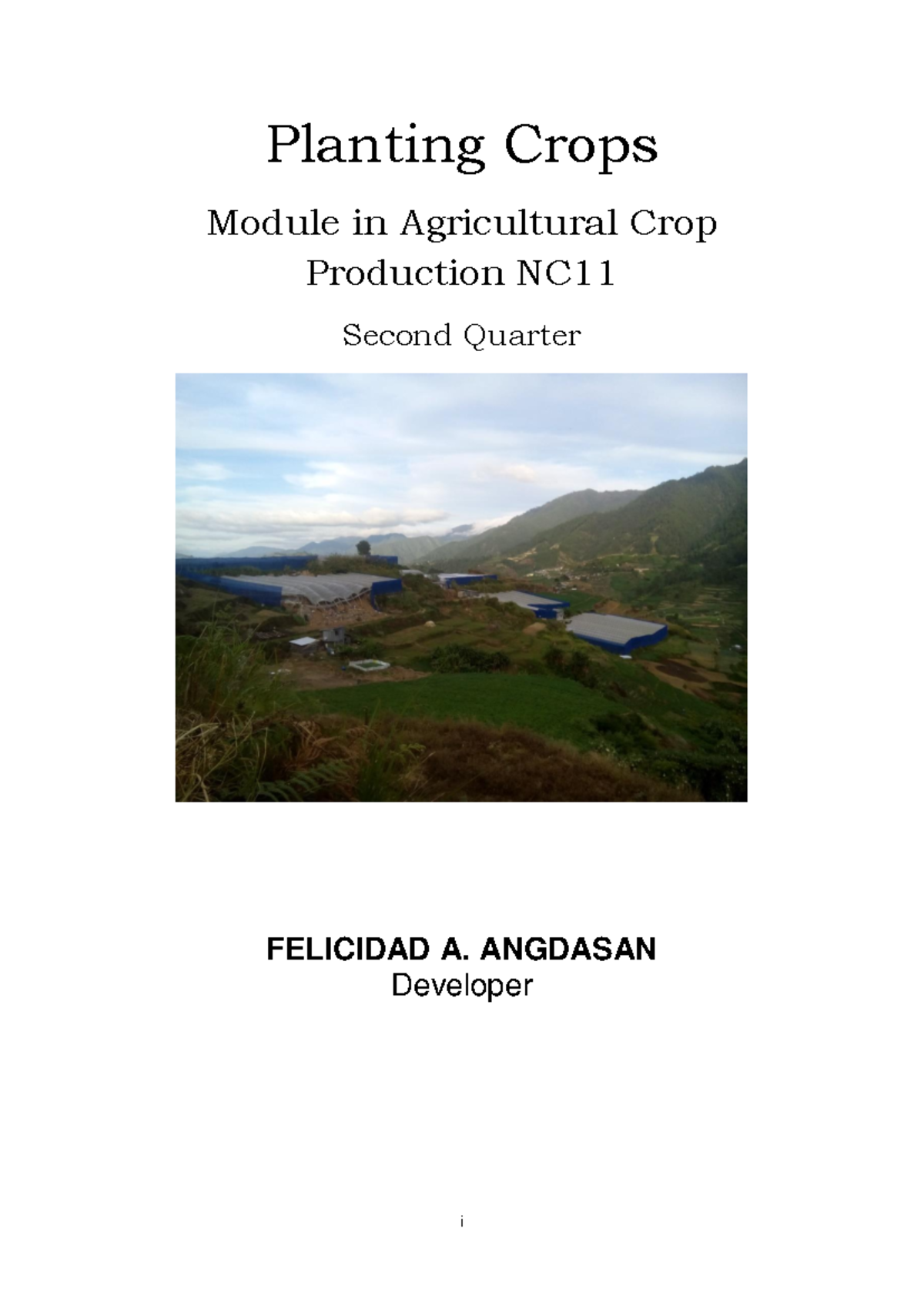 TVL agricultural crop production 2nd quarter - i Planting Crops Module ...