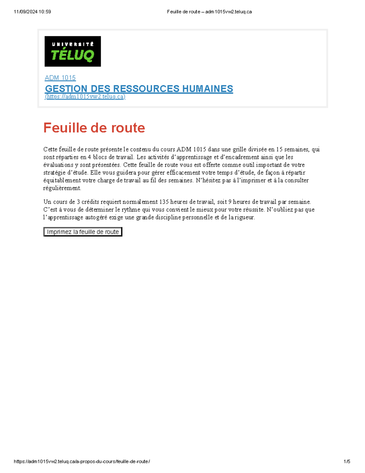 - Feuille de route – Adm1015 - Feuille de route Cette feuille de route ...