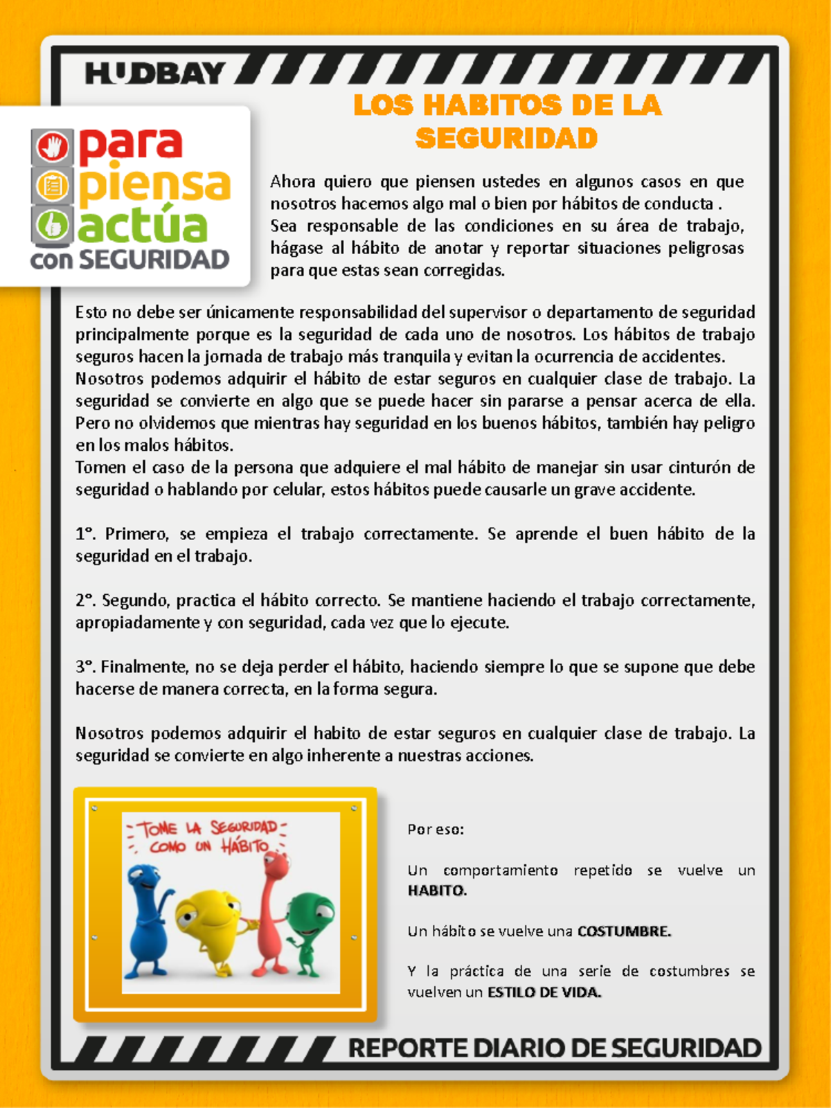 Los habitos de seguridad - LOS HABITOS DE LA SEGURIDAD Esto no debe ser ...