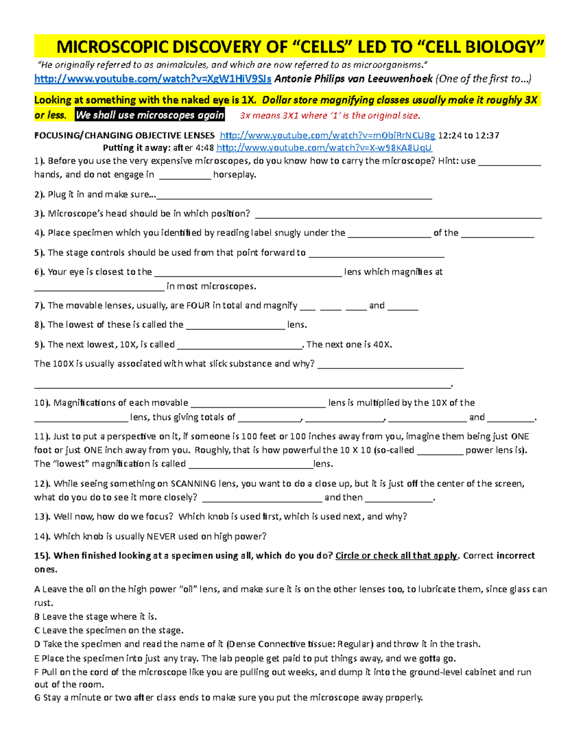 2015 .8 Microscope - CELL Biology began thanks to microscopes ...