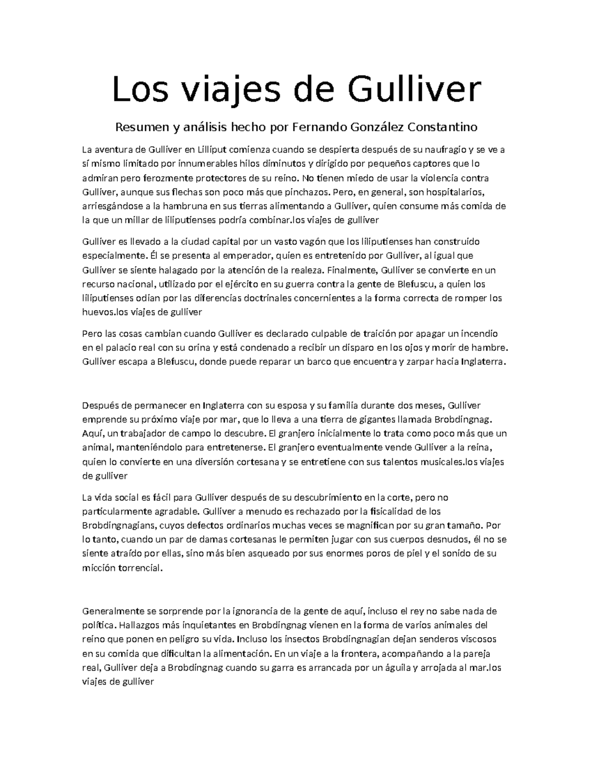 Los viajes de Gulliver - www - Los viajes de Gulliver Resumen y análisis hecho por Fernando ...
