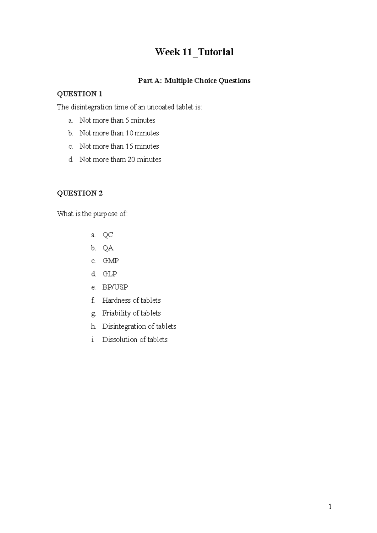 Wk 11 Tutorial - GIT - Week 11_Tutorial Part A: Multiple Choice Questions QUESTION 1 The - Studocu