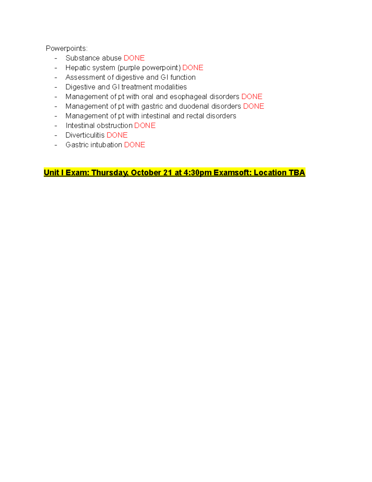 144 Unit 1 Review - Powerpoints: - Substance abuse DONE - Hepatic ...