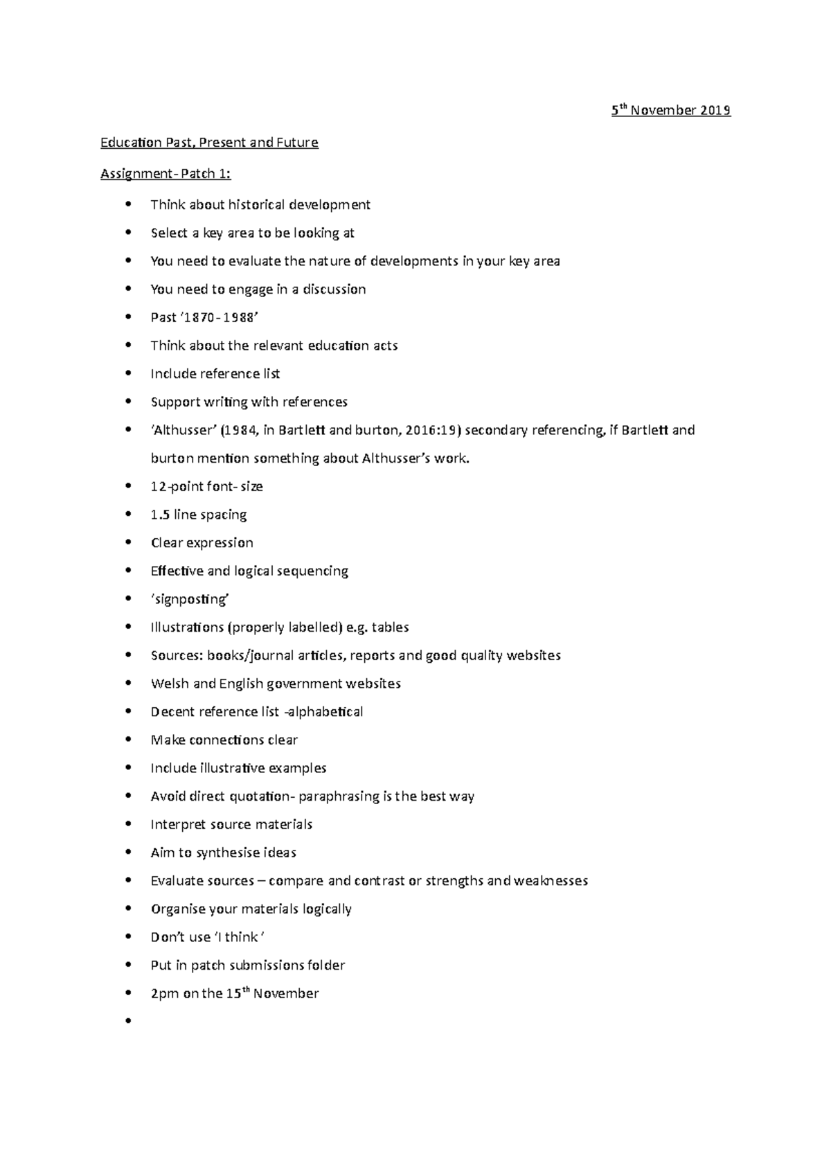 5th November 2019 - Lecture notes 1 - 5 th November 2019 Education Past ...